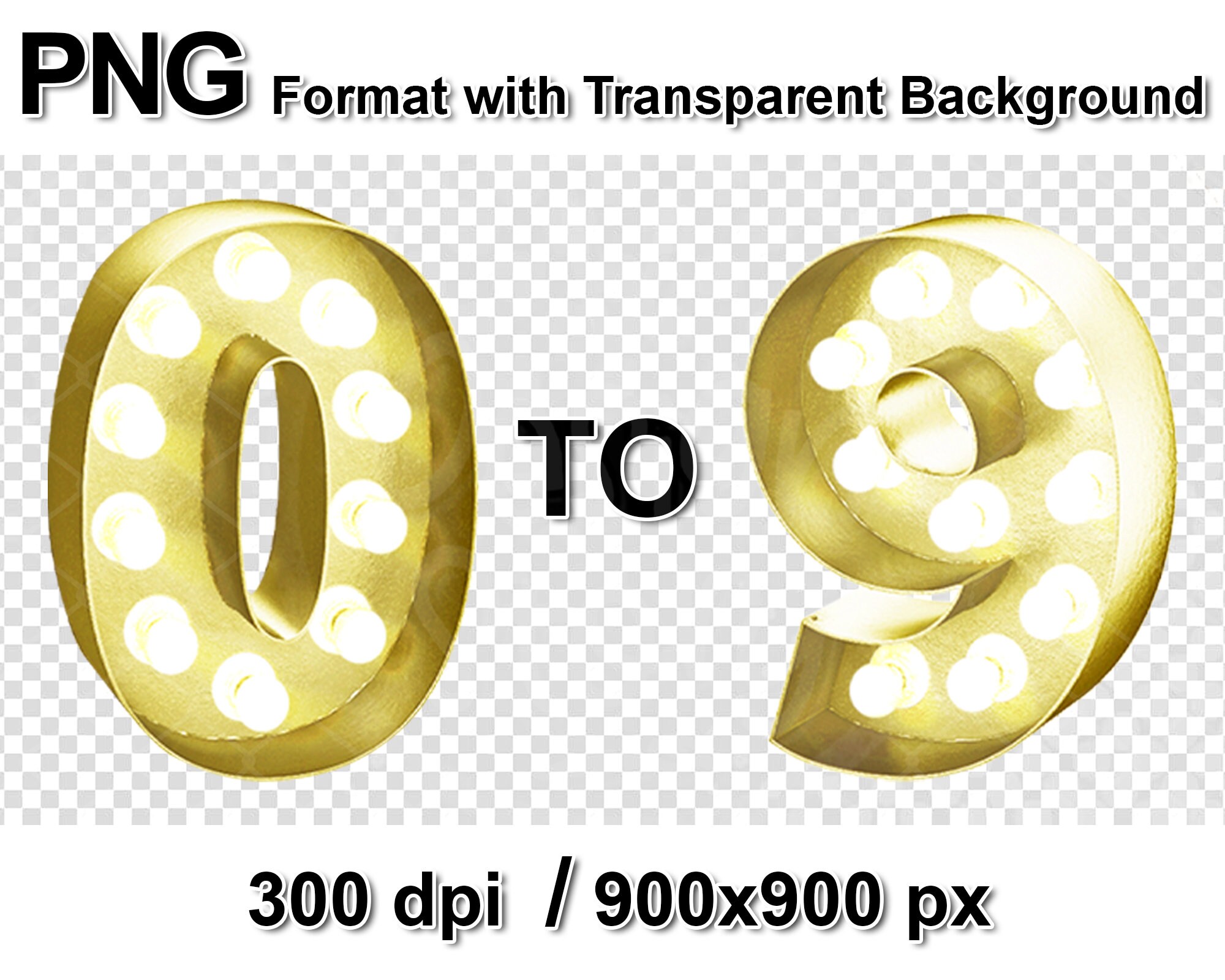 3D Marquee Light Bulb Number 0-9 Digital Download PNG - Etsy