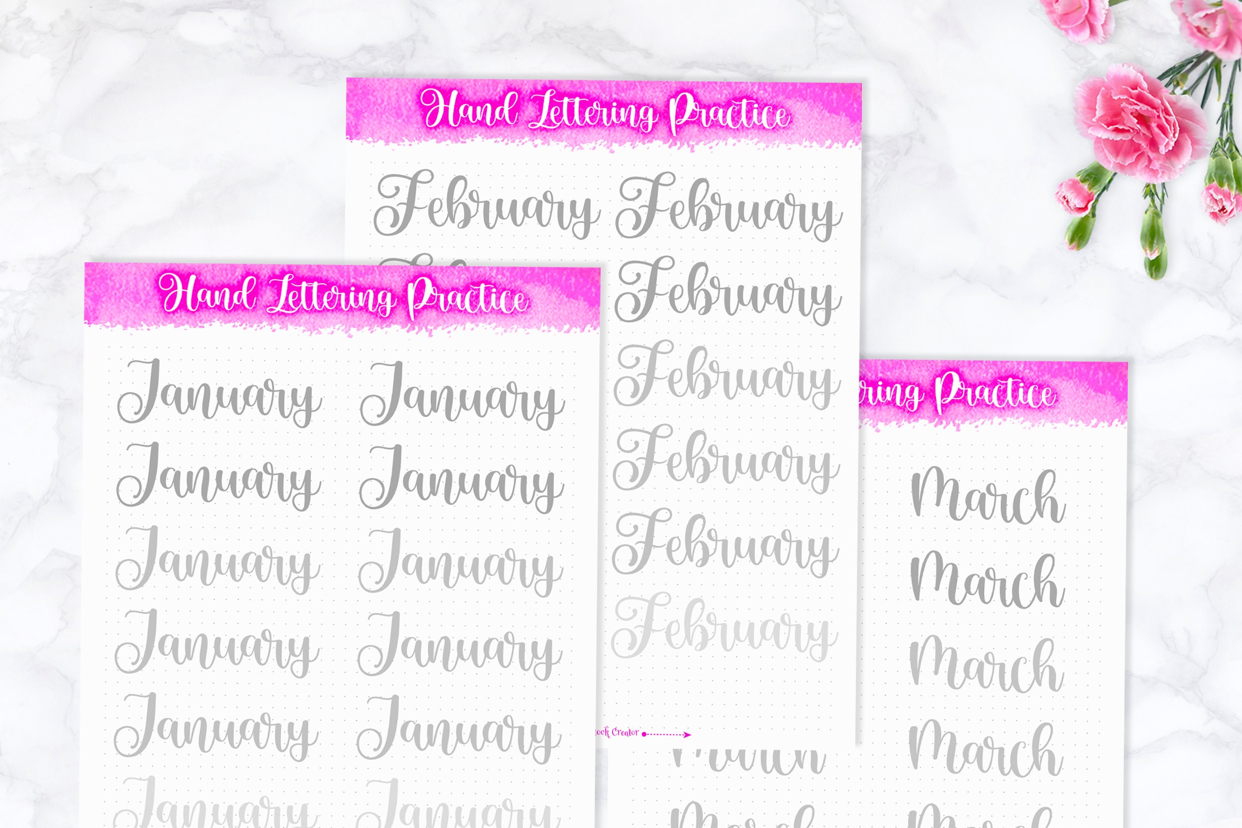 12 Months January to December Hand-lettering Practice Sheets - Etsy España