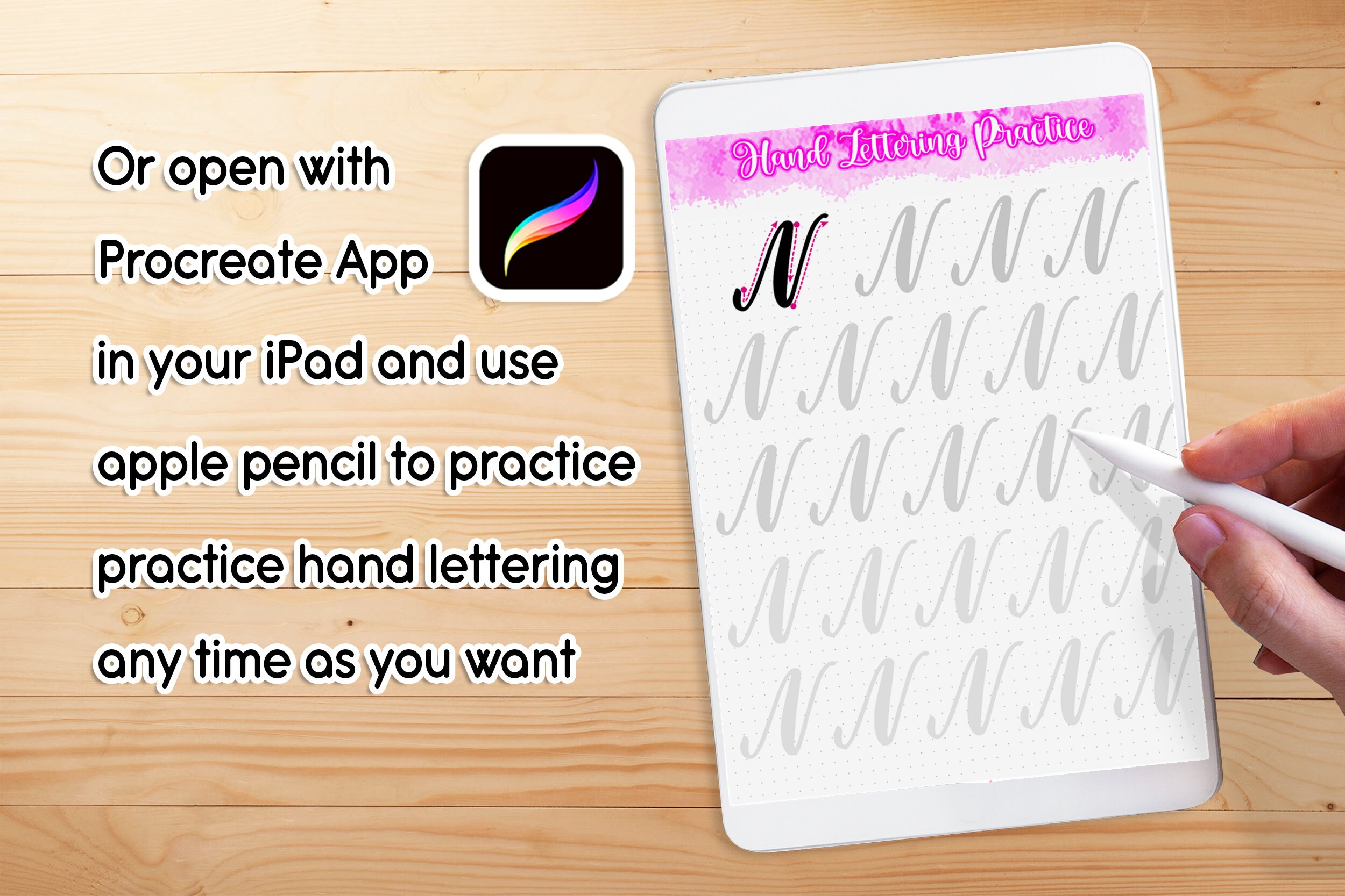 Hand Lettering Worksheets Modern Calligraphy Hand-lettering Uppercase ...