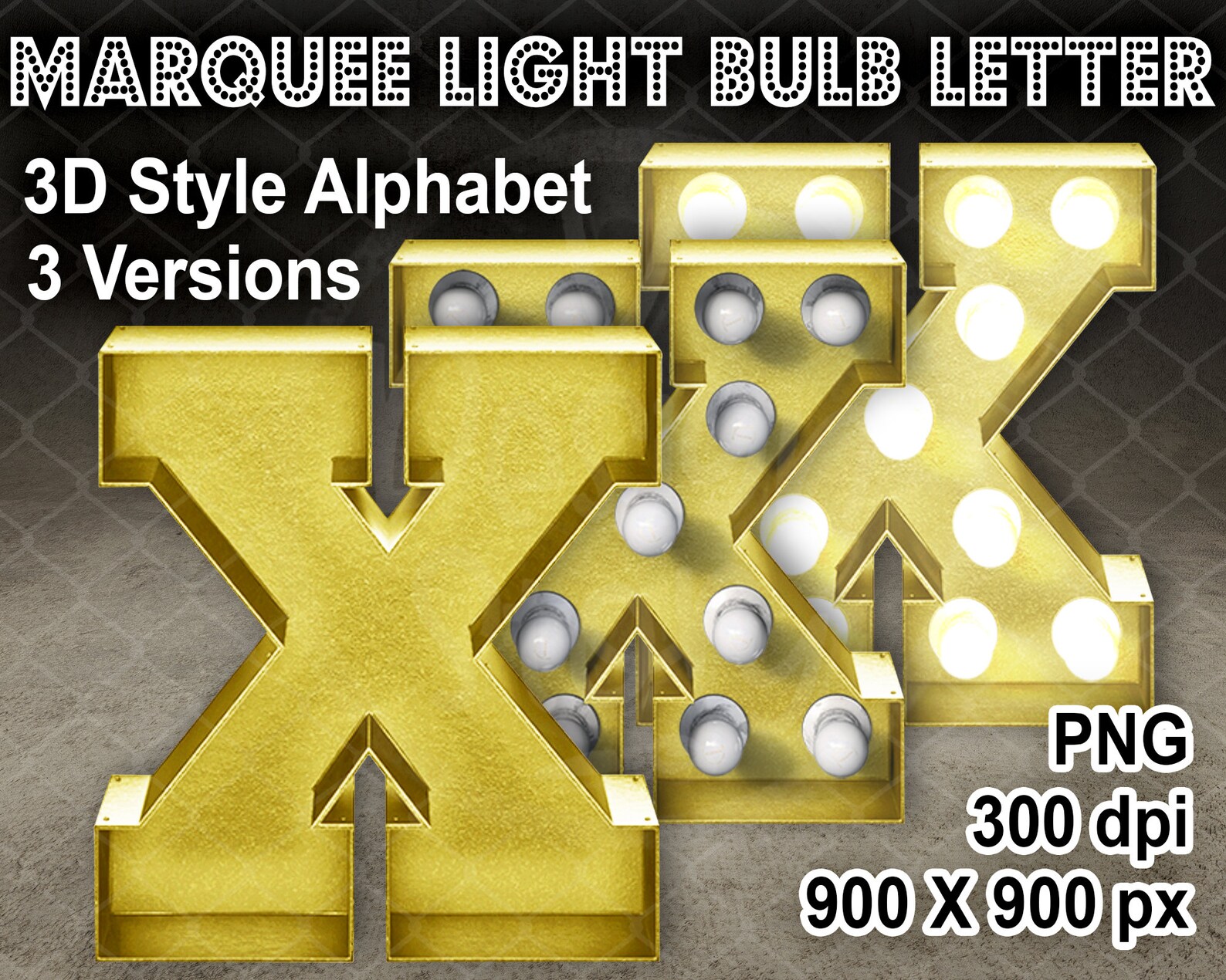 3D Marquee Light Bulb Letter x Digital Download - Etsy