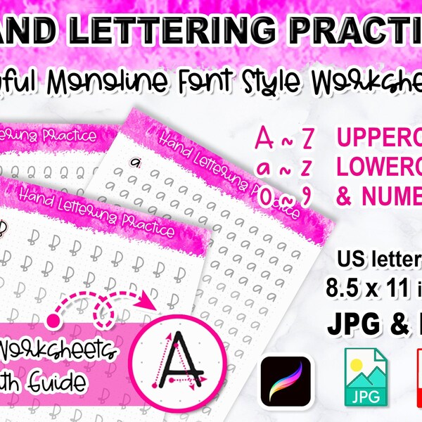 Monoline Practice Sheet - Etsy