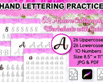 Hand Lettering Worksheets Modern Calligraphy Hand-lettering Uppercase ...