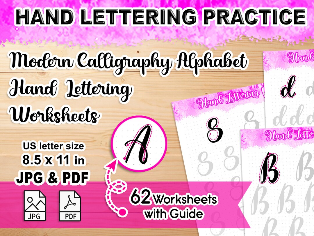 Hand Lettering Worksheets Modern Calligraphy Hand-lettering Uppercase ...