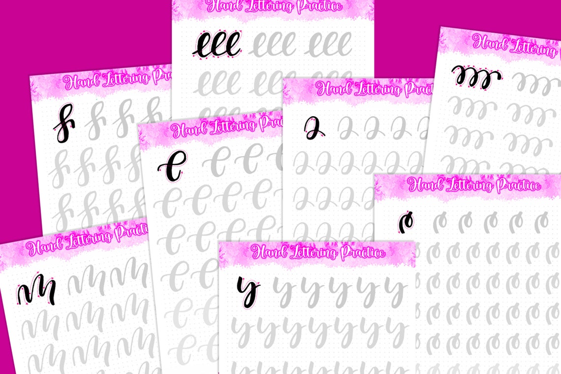 Hand-lettering Basic Brush Stroke Worksheets for Beginners - Etsy