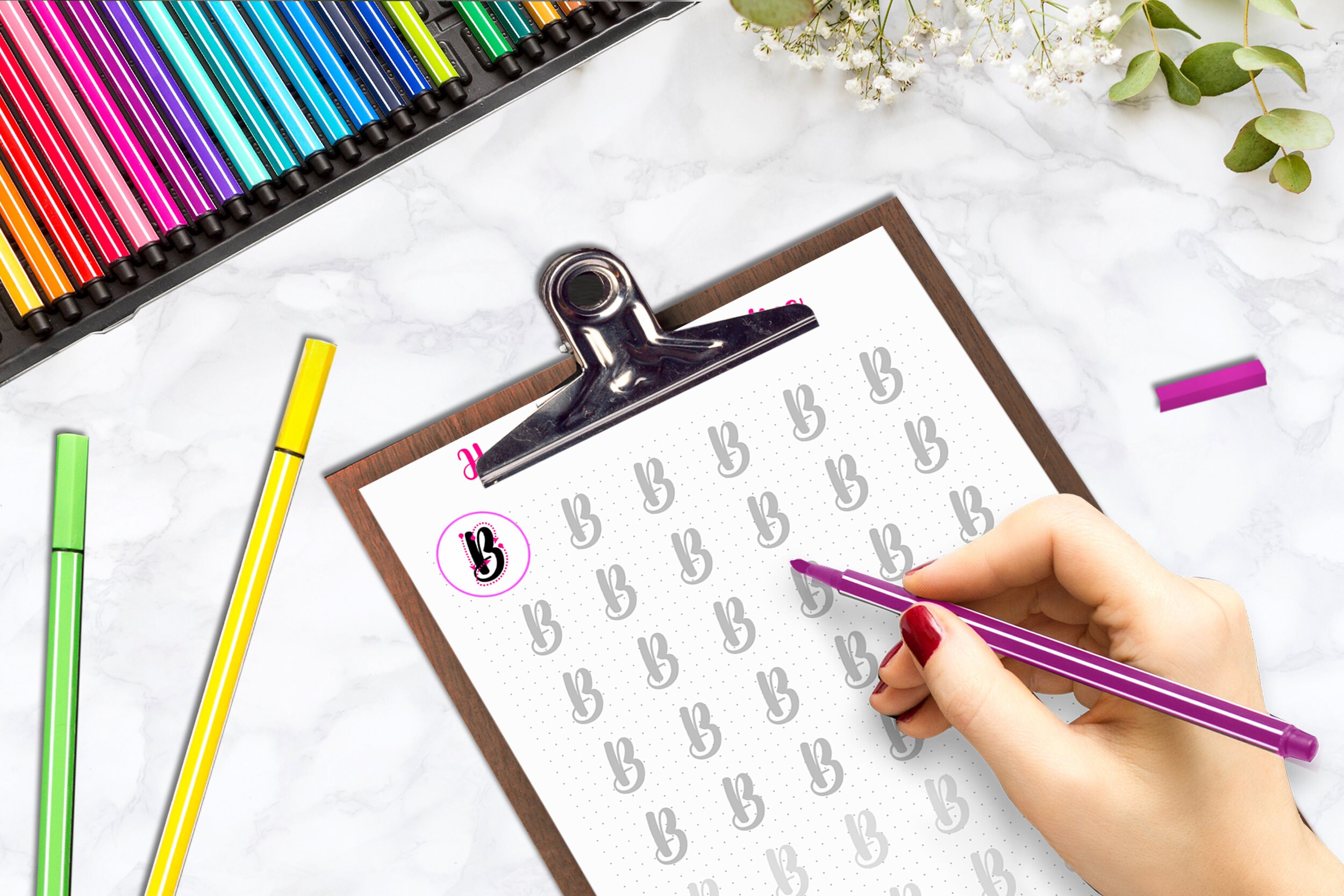 Calligraphy Alphabet Lettering Worksheets Hand-lettering Uppercase ...