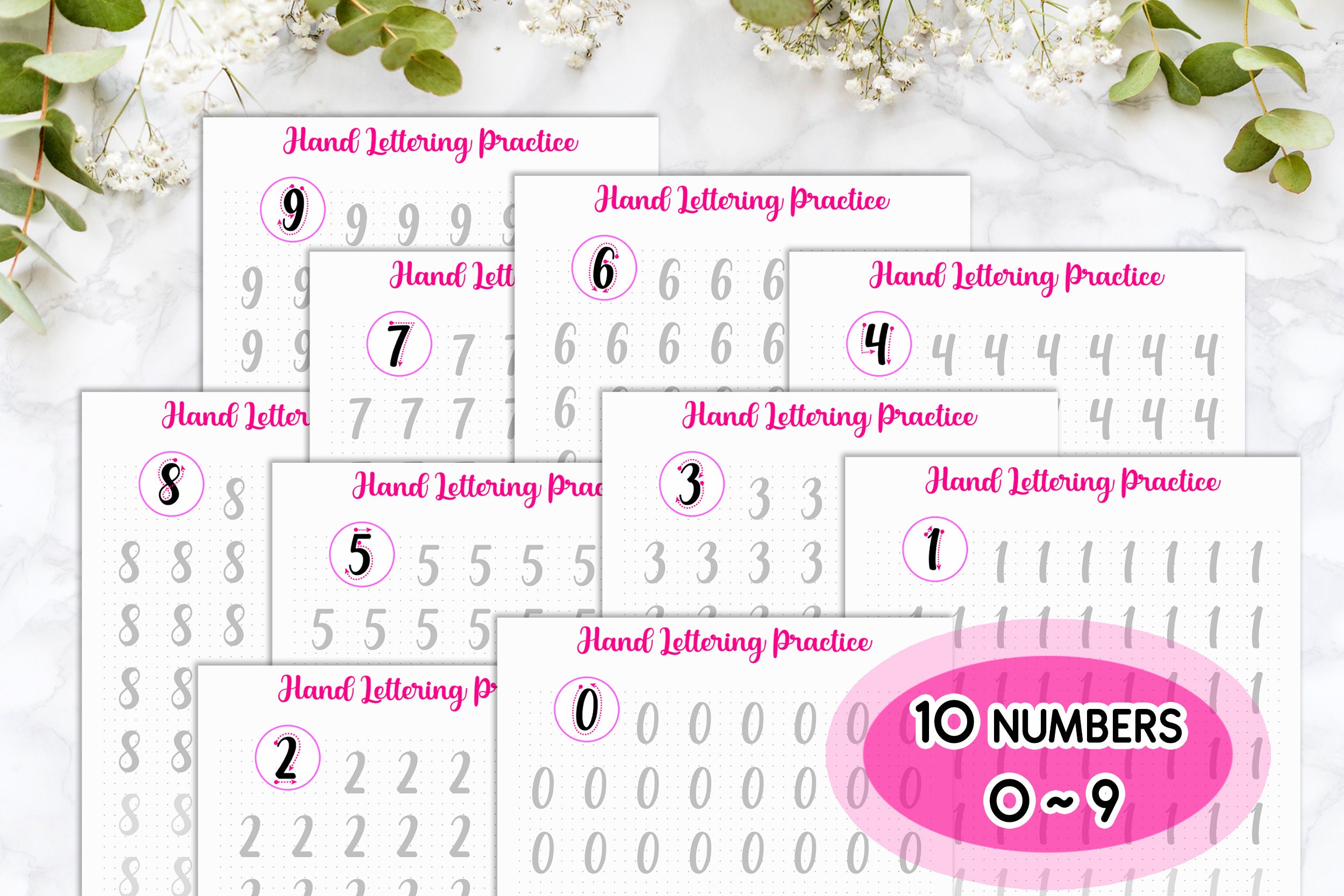 Calligraphy Alphabet Lettering Worksheets Hand-lettering Uppercase ...