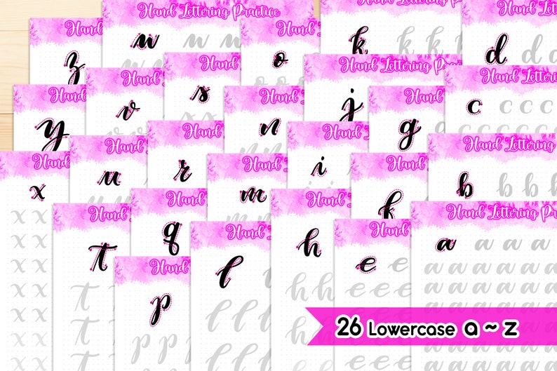 Hand Lettering Worksheets Modern Calligraphy Hand-lettering Uppercase ...