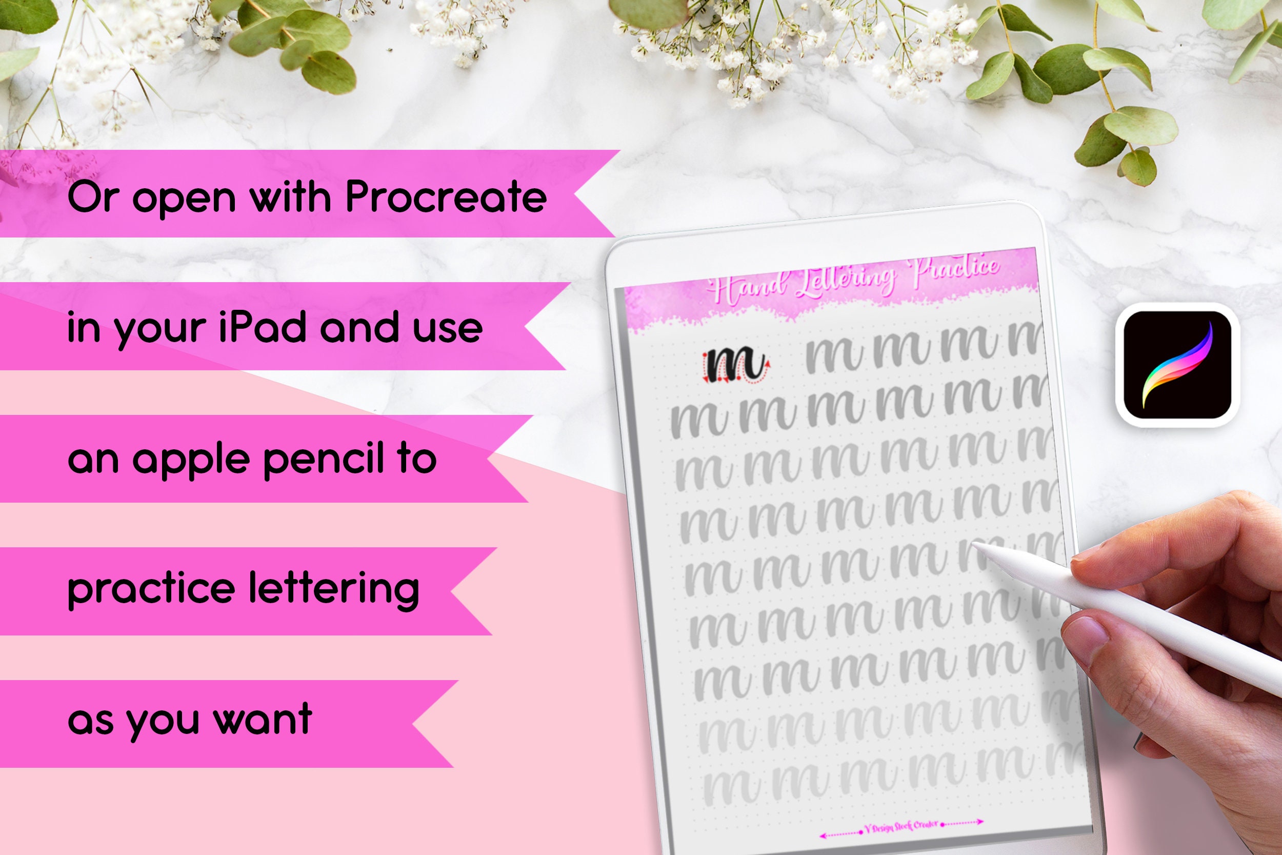 Modern Calligraphy Lettering Worksheets Hand-lettering Uppercase ...