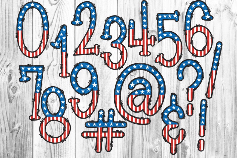 Patriotic USA Flag Doodle Letters, Hand Drawn Alphabet Doodle ...