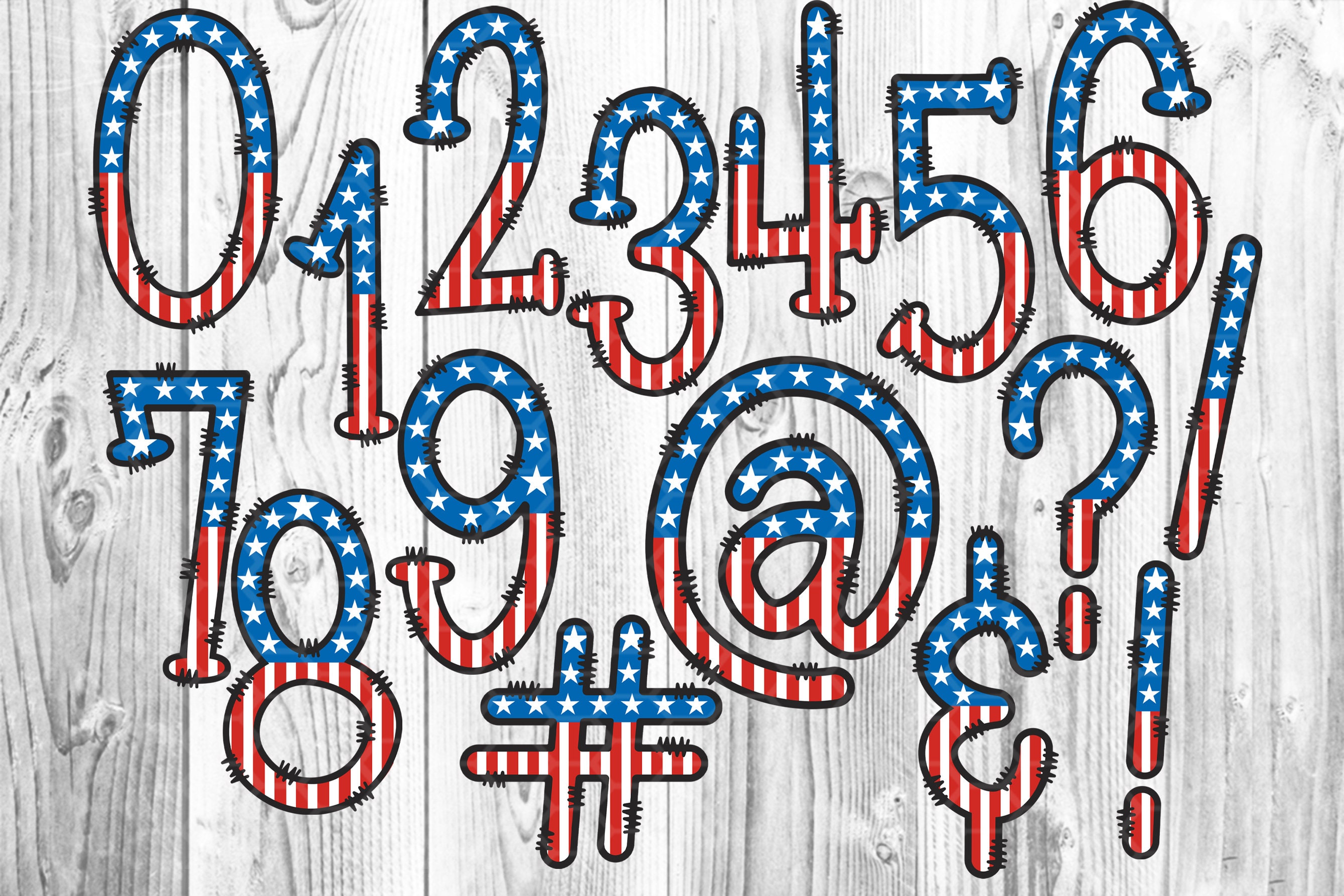 Patriotic USA Flag Doodle Letters, Hand Drawn Alphabet Doodle ...