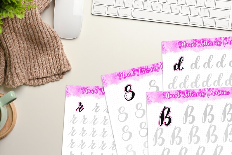 Hand Lettering Worksheets Modern Calligraphy Hand-lettering Uppercase ...