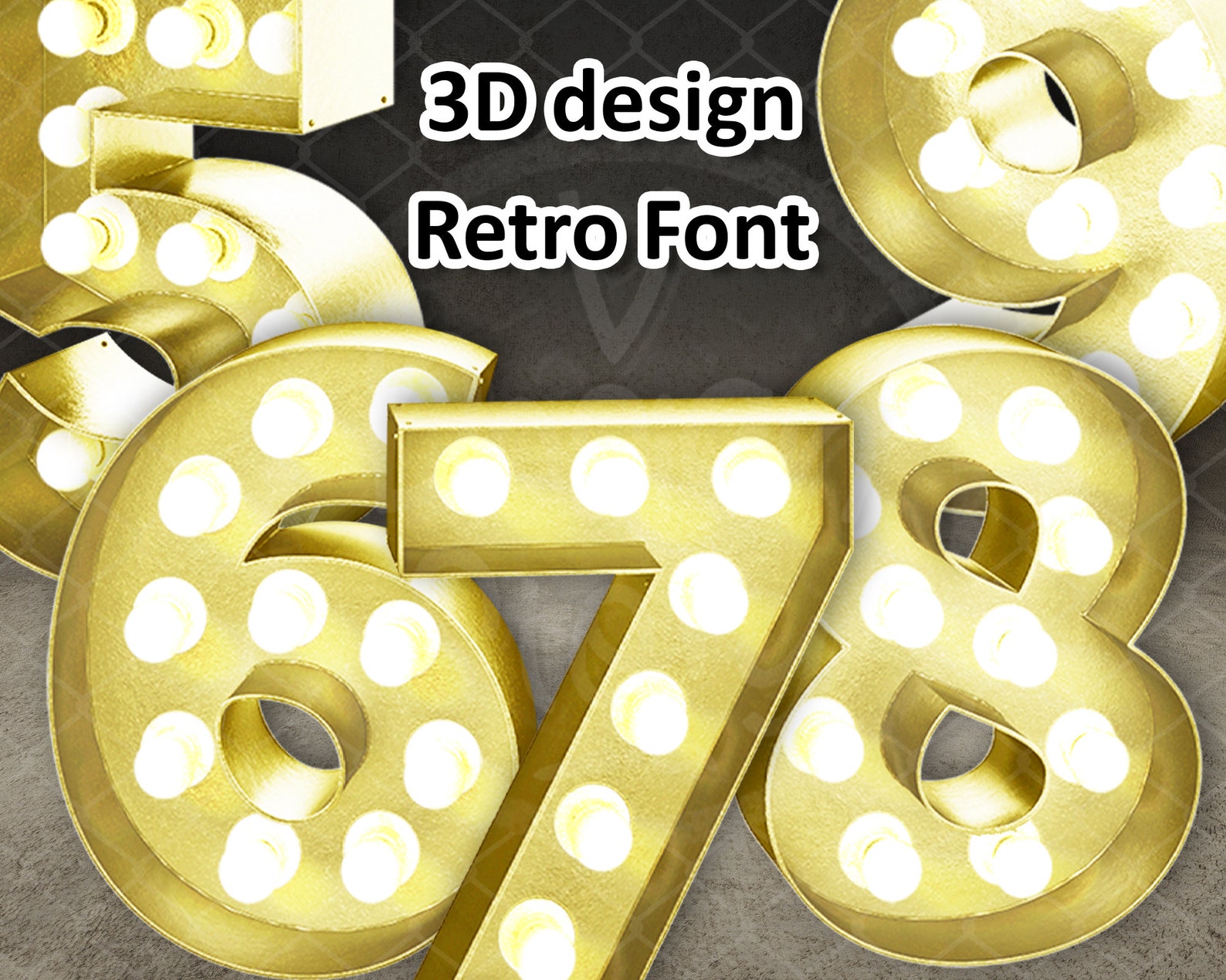 3D Marquee Light Bulb Number 0-9 Digital Download PNG - Etsy