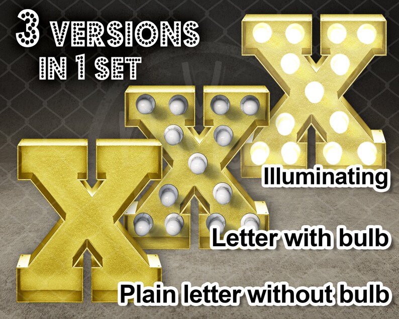 3D Marquee Light Bulb Letter x Digital Download - Etsy