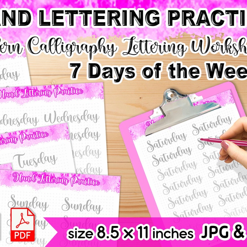 Hand Lettering Worksheets - Etsy