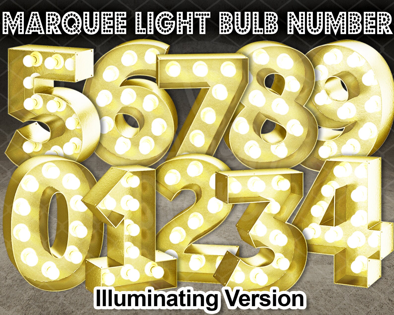 3D Marquee Light Bulb Number 0-9 Digital Download PNG - Etsy