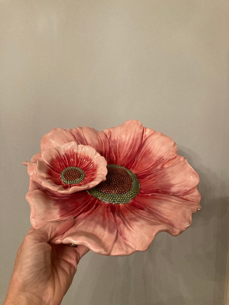 Fabulous Pink Flower Shaped Two Tier 11 Inch Dish | Etsy