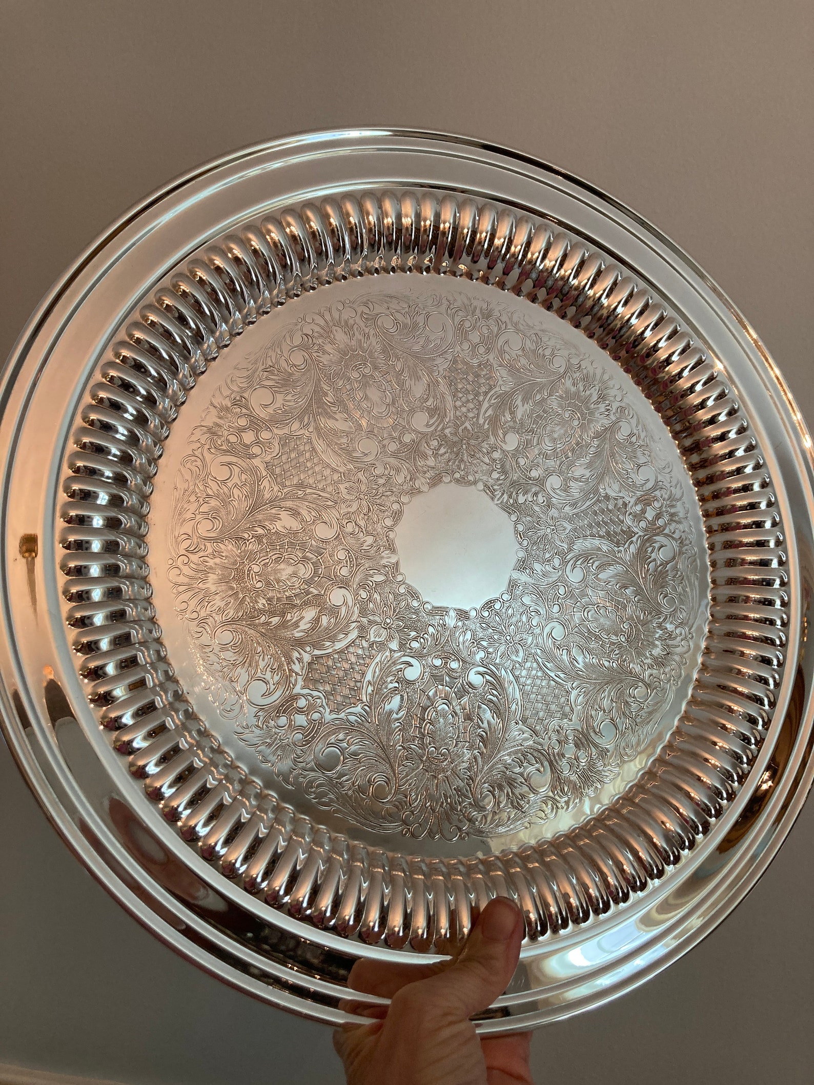 Vintage Leonard Silverplate 15 Engraved Leaf Design Tray - Etsy