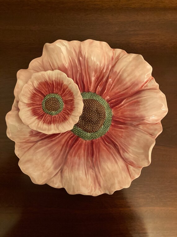 Fabulous Pink Flower Shaped Two Tier 11 Inch Dish | Etsy