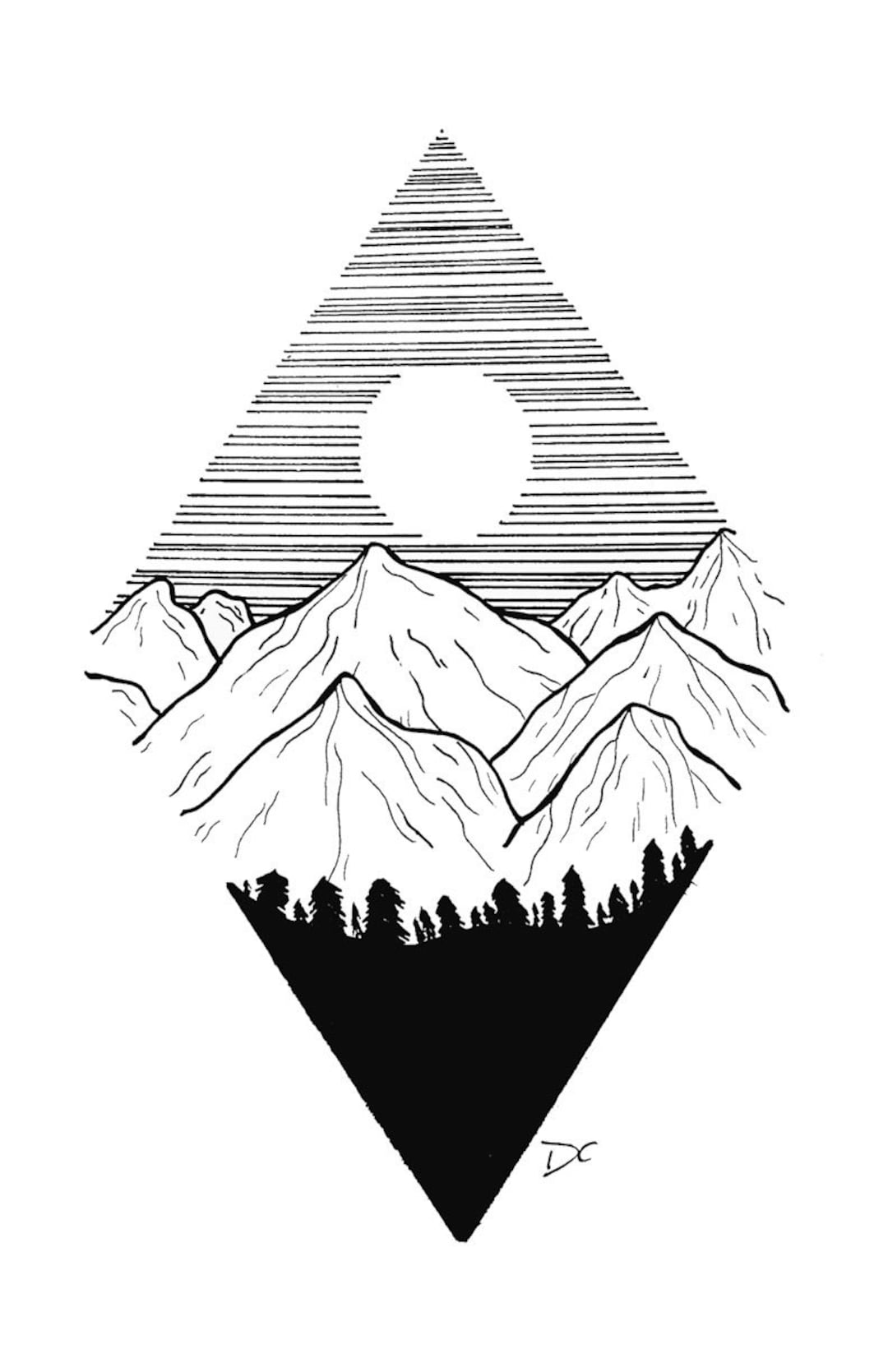 Mountain Drawing - Printable Wall Art - Etsy