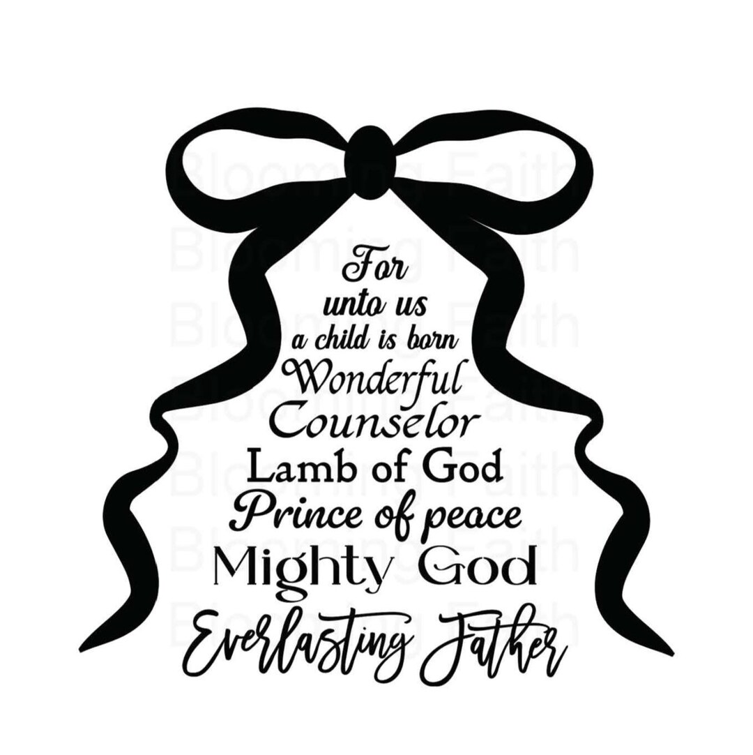 Christian Christmas SVG, Bow Christmas Tree PNG, Jesus Names Digital ...
