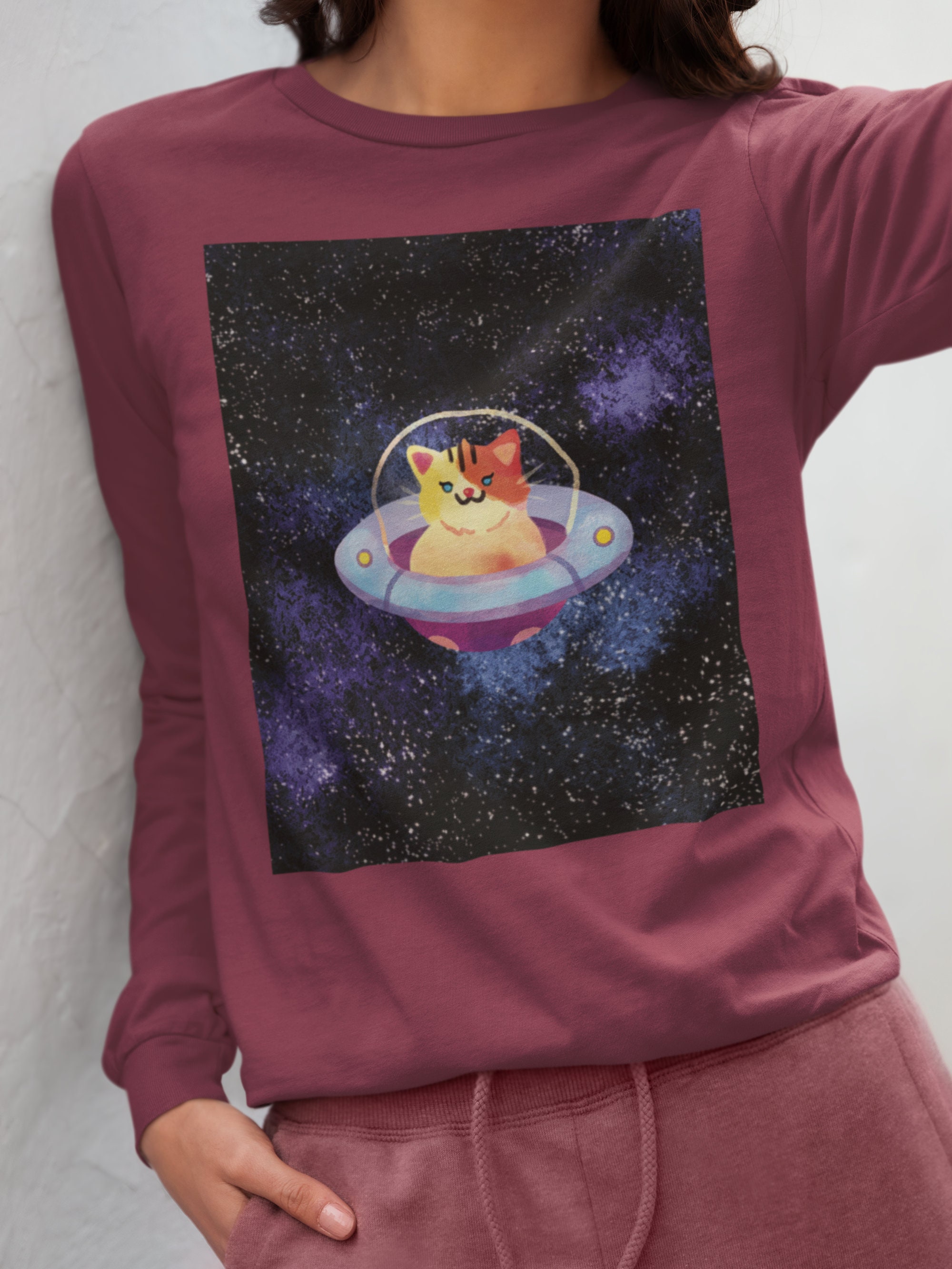 Space Cat Digital Wall Art, Cat Printable Download, Wall Decor, Cat ...