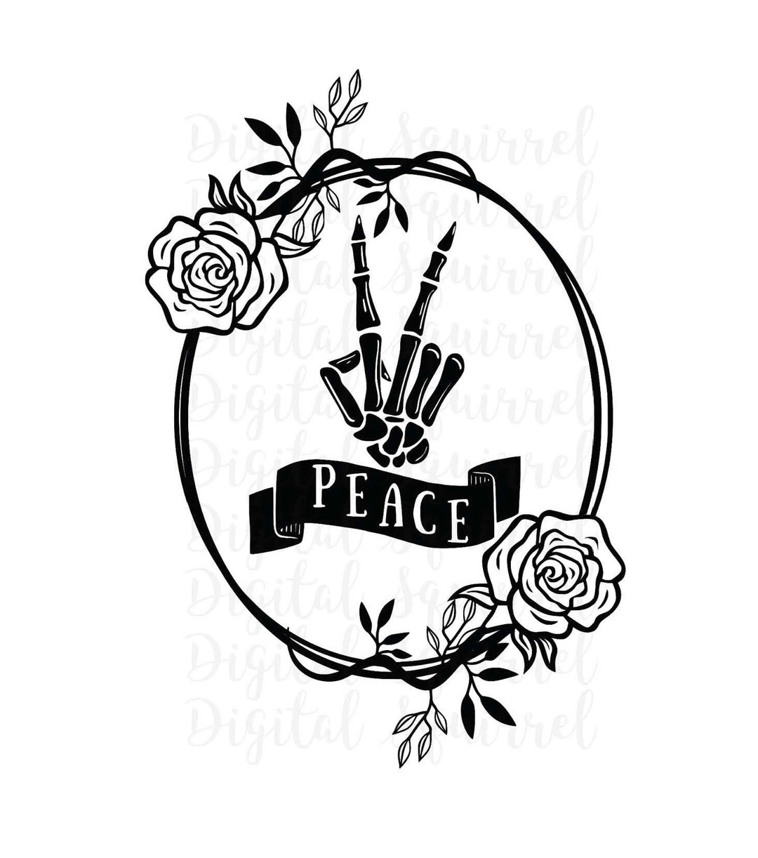 Skeleton Peace Sign, SVG, PNG, PDF, Skeleton Hand Cricut Cut File ...