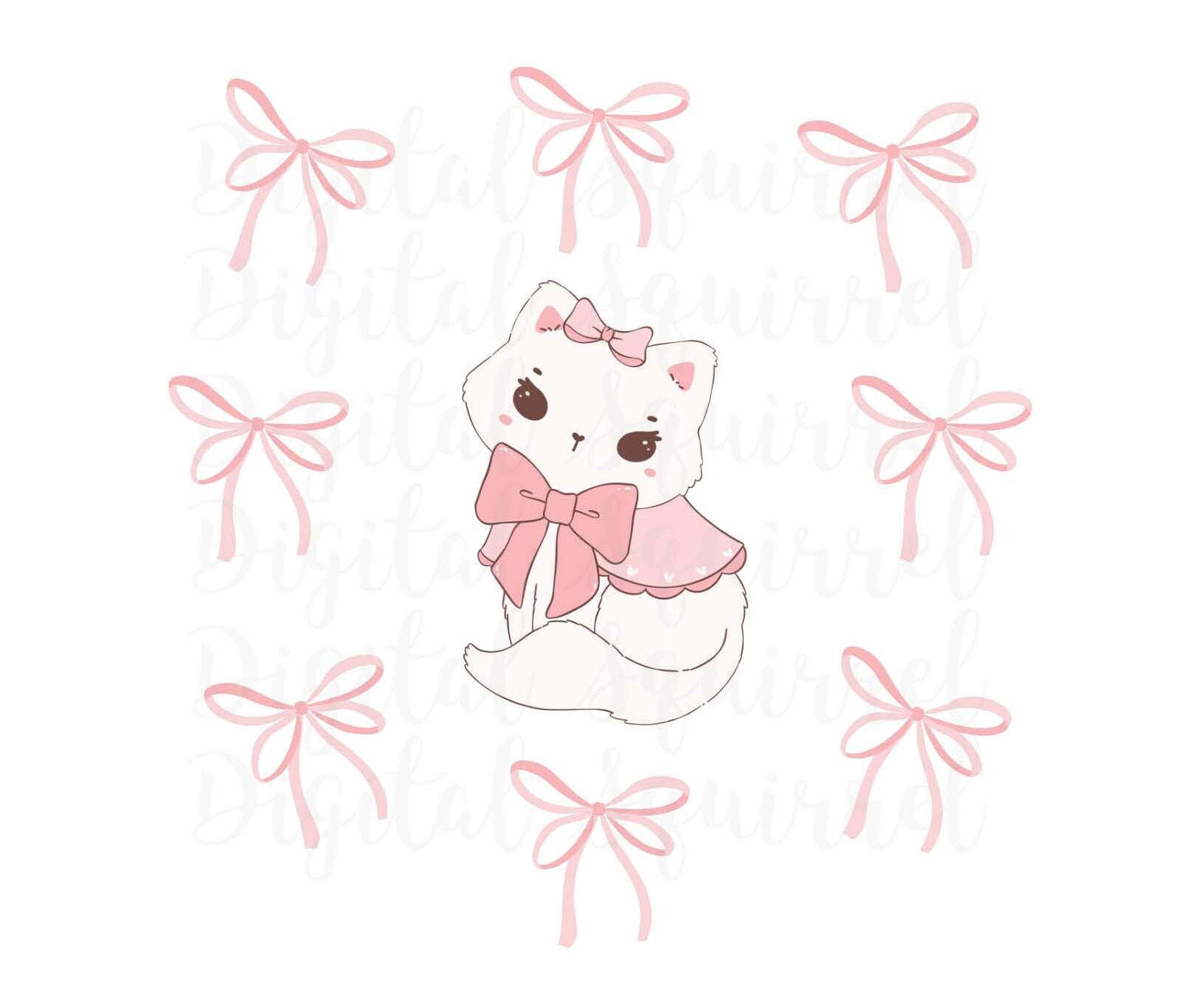Coquette Cat PNG, Soft Kitten PNG, Girly Cat Clipart Pdf Jpg, Cat Lover ...