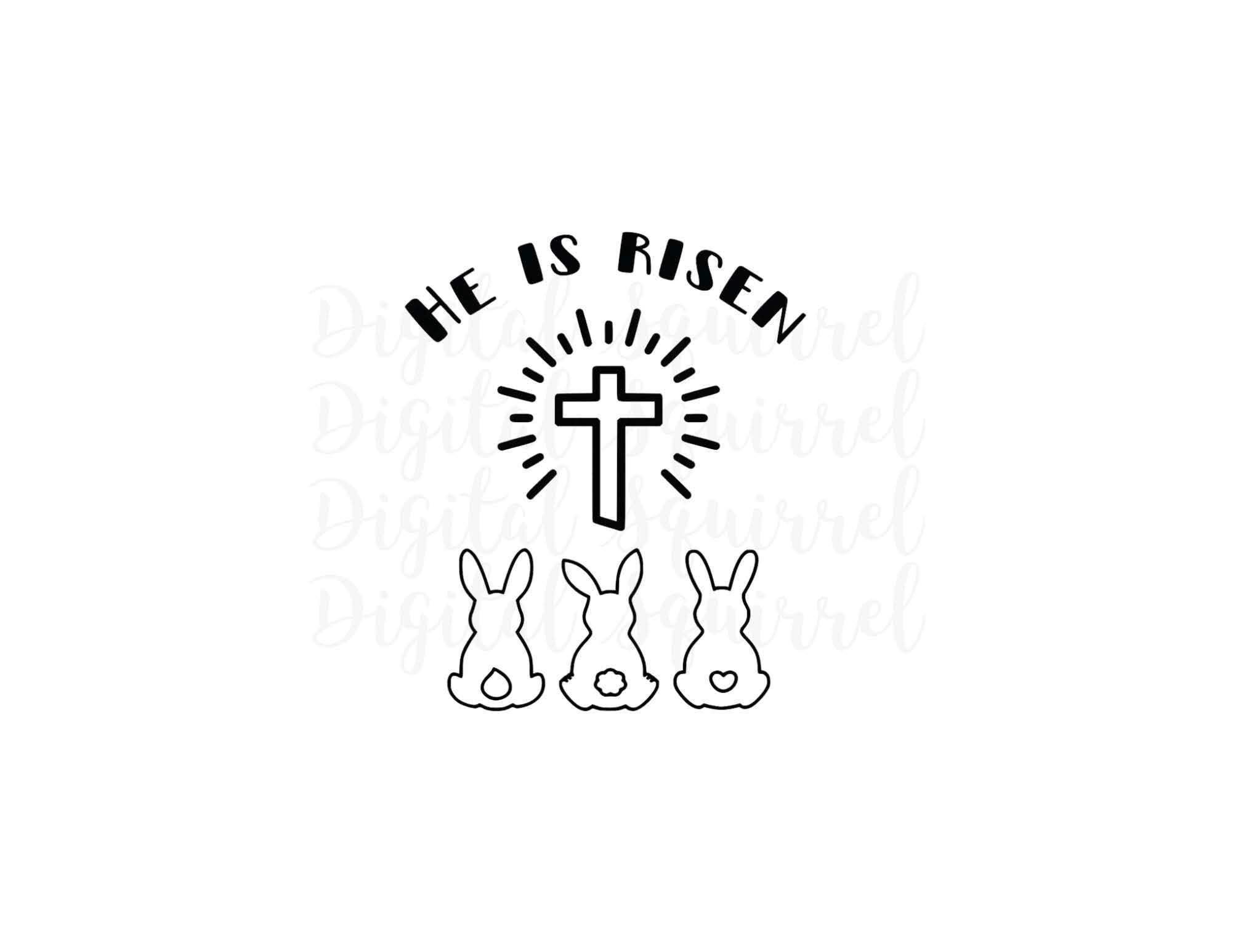 Bunny SVG, He is Risen SVG, Cricut Cut, PNG Pdf Jpg, Spring Baby, Easter Svg, Christian Bunnies ...