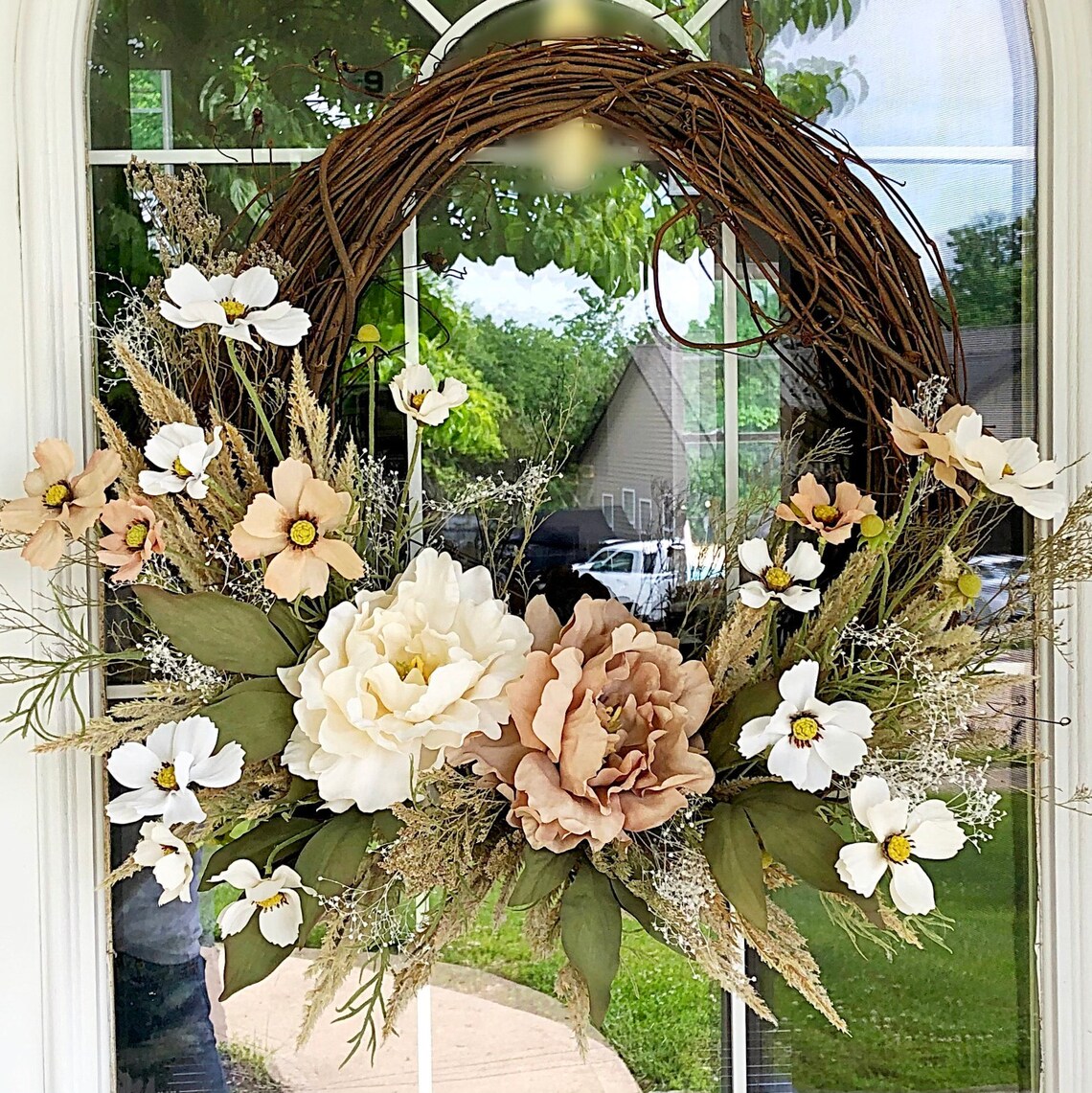 Fall Wreath Boho Wreath Summer Wreath Everyday With Pampus - Etsy