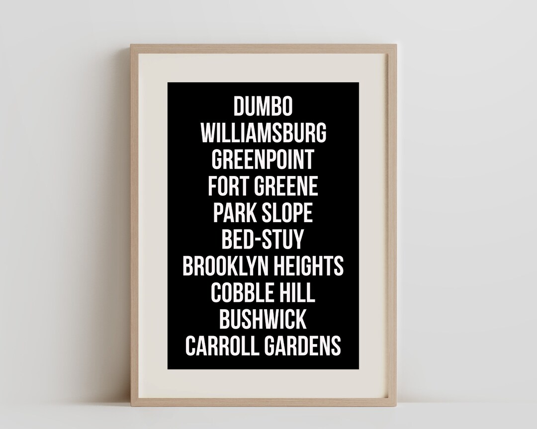 Brooklyn Neighborhoods Bold Typography | NYC Borough Pride | Urban ...