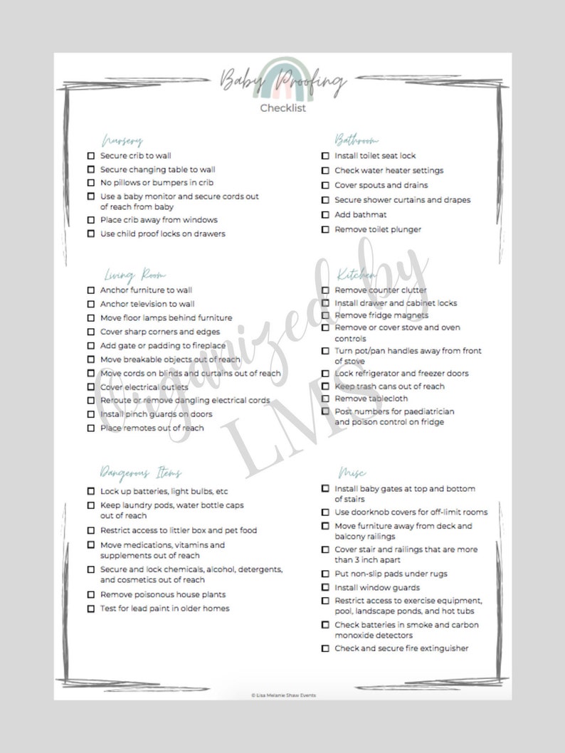 Baby Proofing Checklist - Etsy