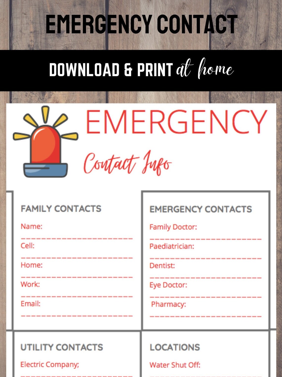 Emergency Contact Info - Etsy