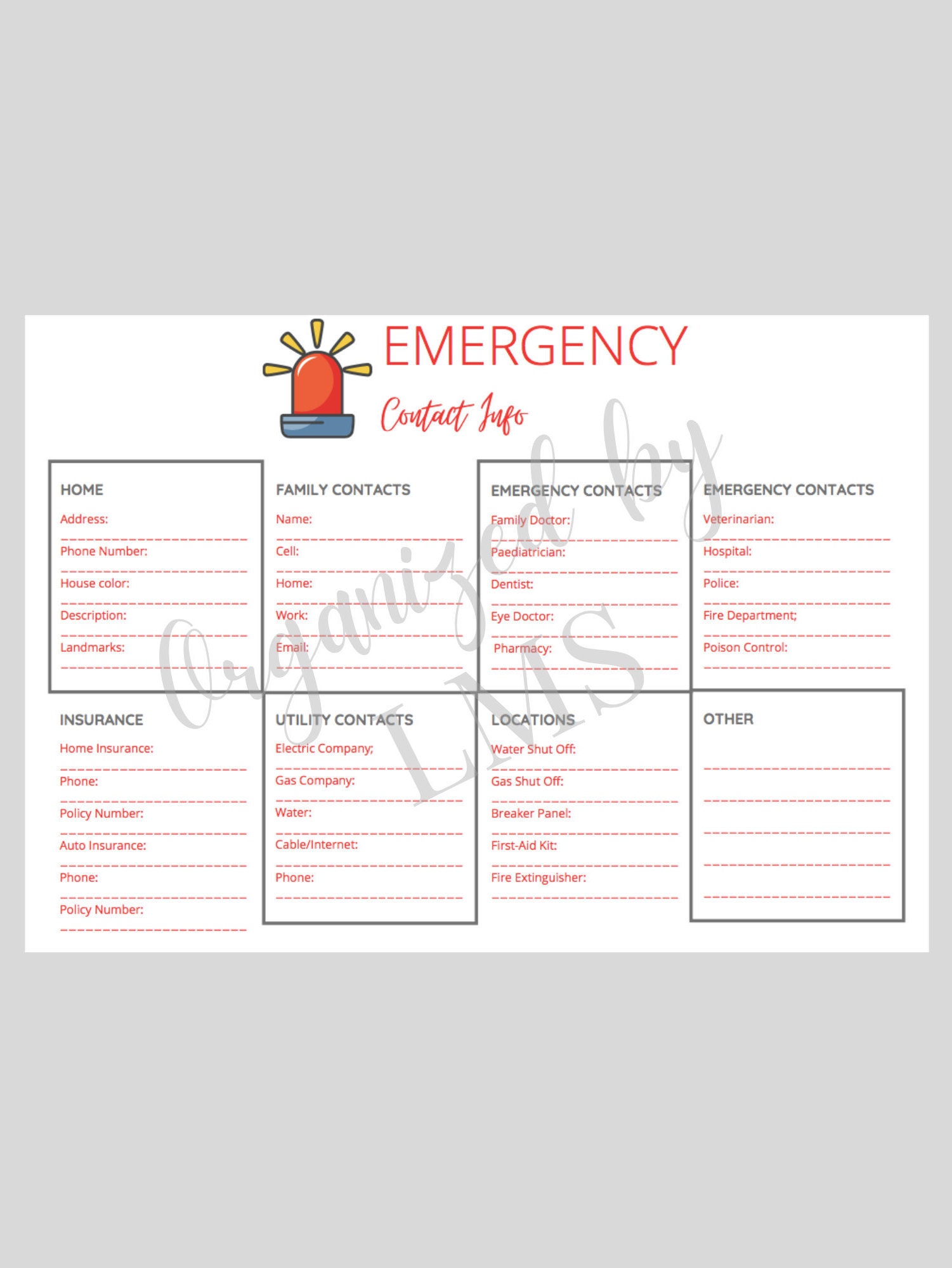 Emergency Contact Info - Etsy