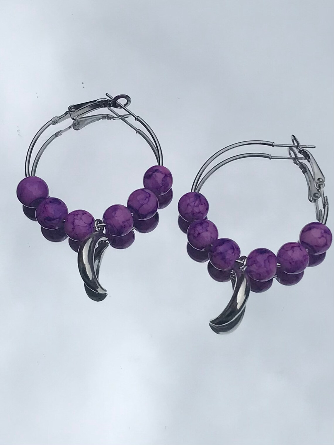 Purple Moon Hoop Earrings Etsy