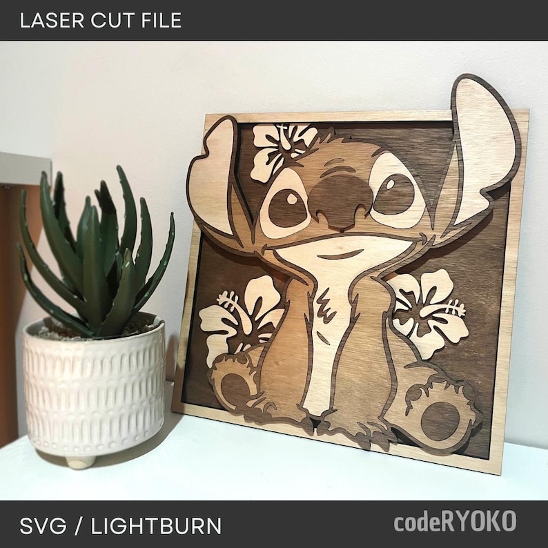 Stitch 3D SVG Laser Cut File | 5 Layer Wall Art for CNC, Cricut ...