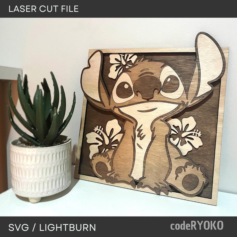 Stitch 3d Laser Cut File - Etsy