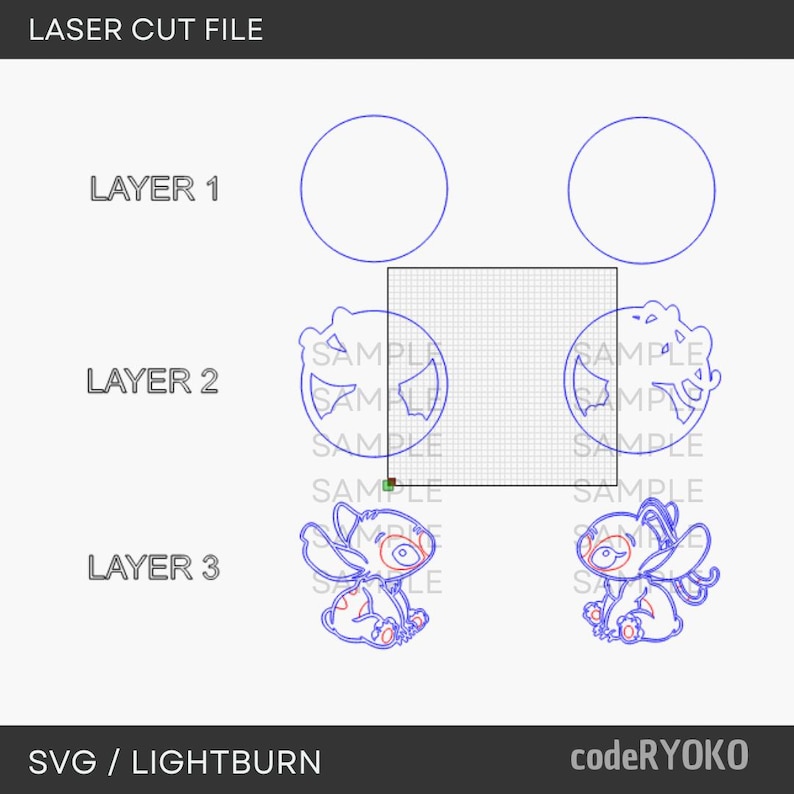 Stitch & Angel 3D SVG Laser Cut Files | 3-layer Round Wall Art for CNC ...
