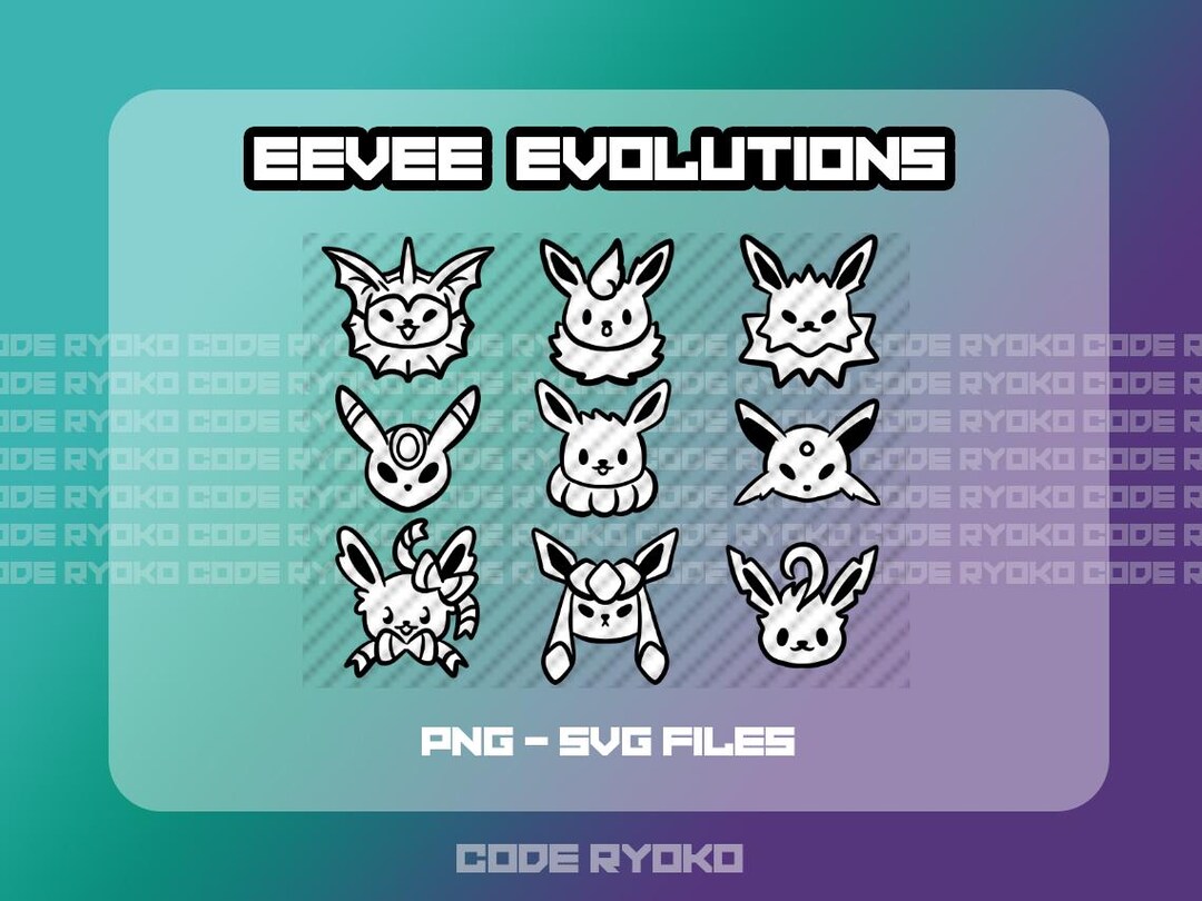 Eevee Evolutions Cute Chibi Kawaii PNG - SVG Digital File | Pokemon - Etsy