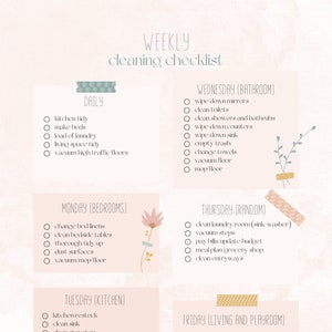 Editable Cleaning Checklist | Aesthetic Cleaning Checklist | Editable ...