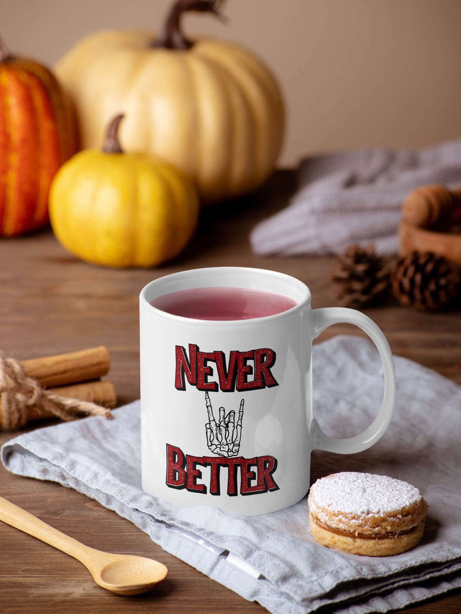 Skeleton Mug, Skeleton Hand Mug, Skeleton Rock Sign Mug Halloween Mug ...