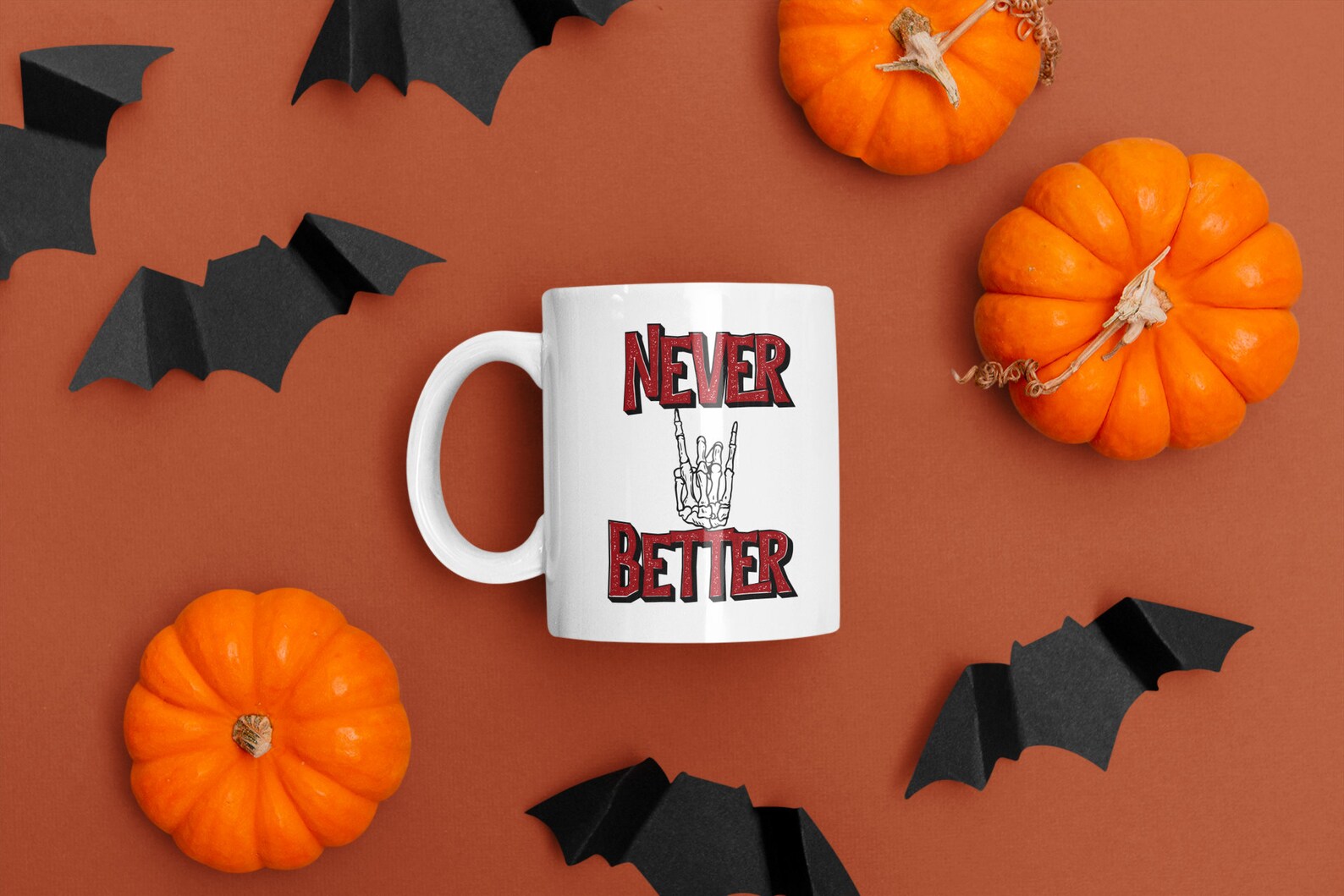 Skeleton Mug, Skeleton Hand Mug, Skeleton Rock Sign Mug Halloween Mug ...