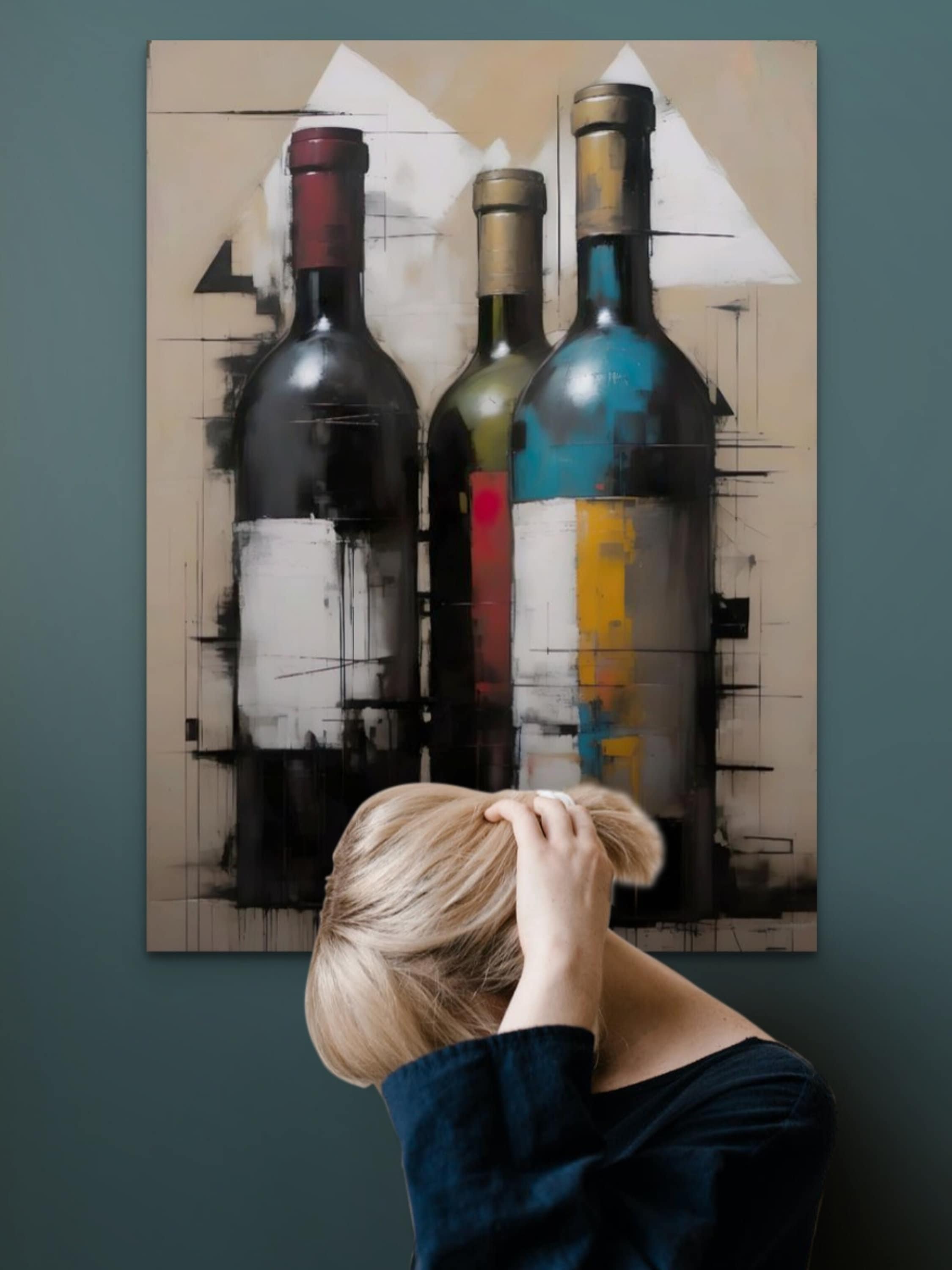 Abstract Wine Bottle Painting Wall Art Classy Home Decor - Etsy