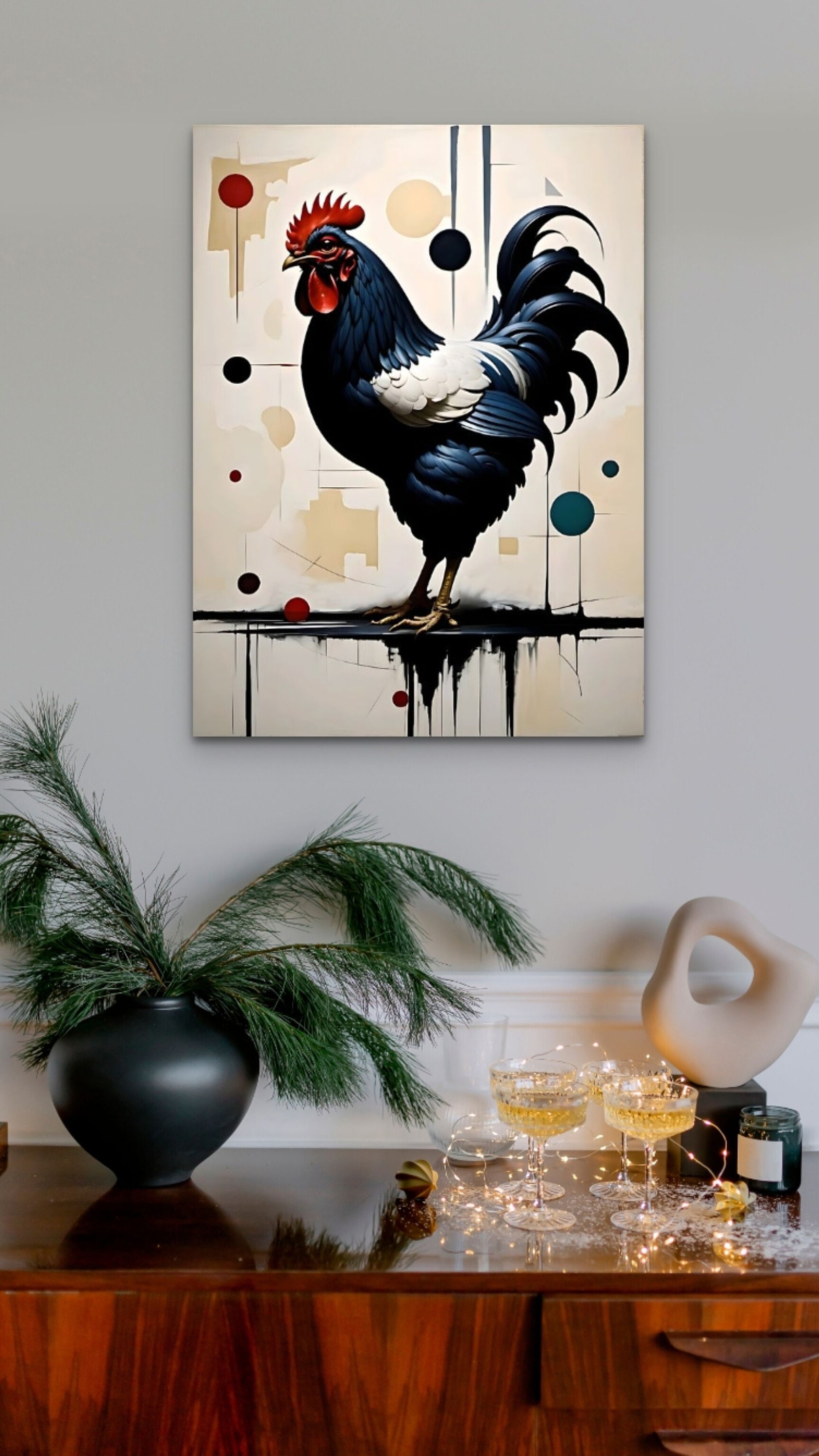 Stunning Rooster Canvas Wall Art, Colorful Rooster Painting, Unique ...