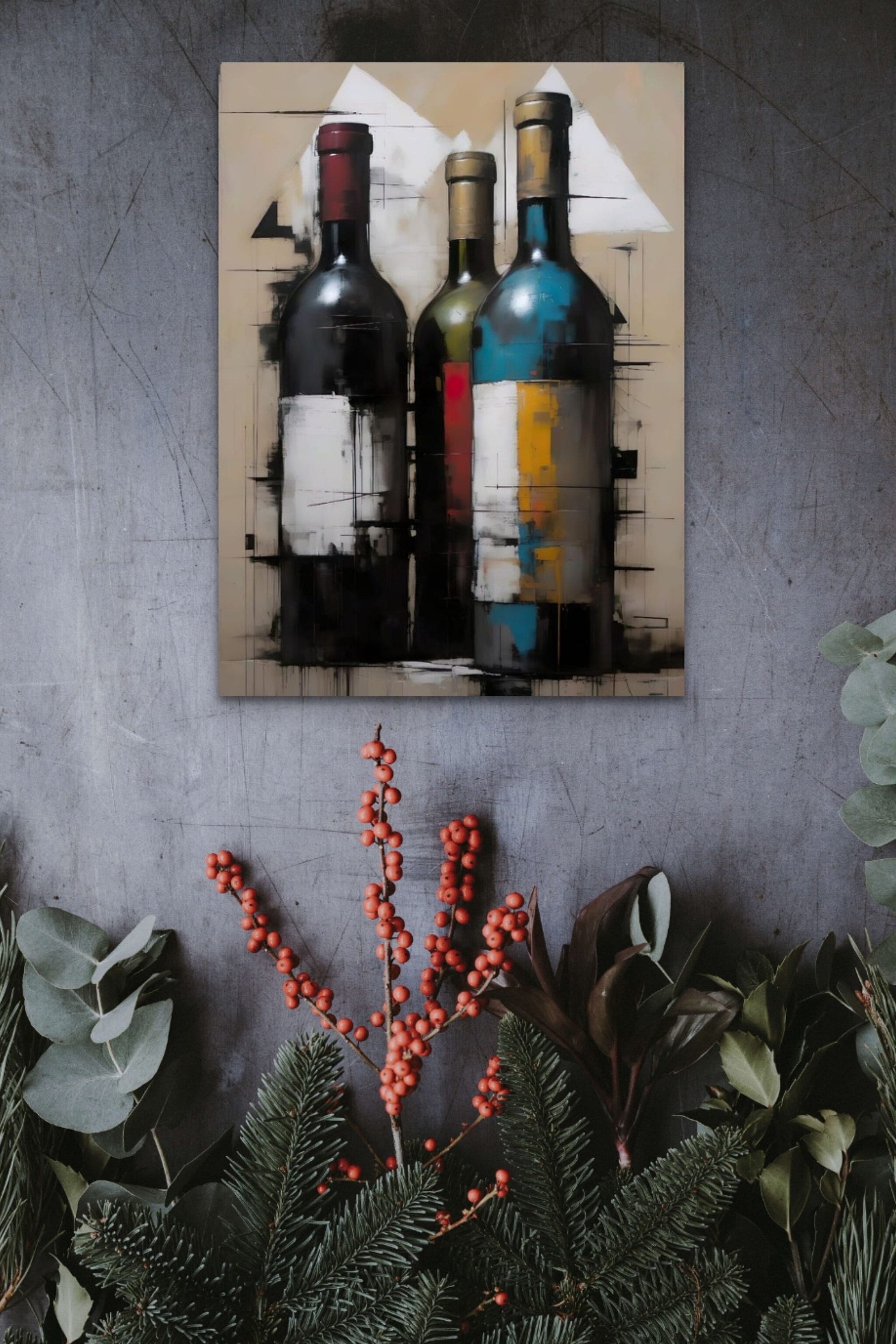 Abstract Wine Bottle Painting Wall Art Classy Home Decor - Etsy