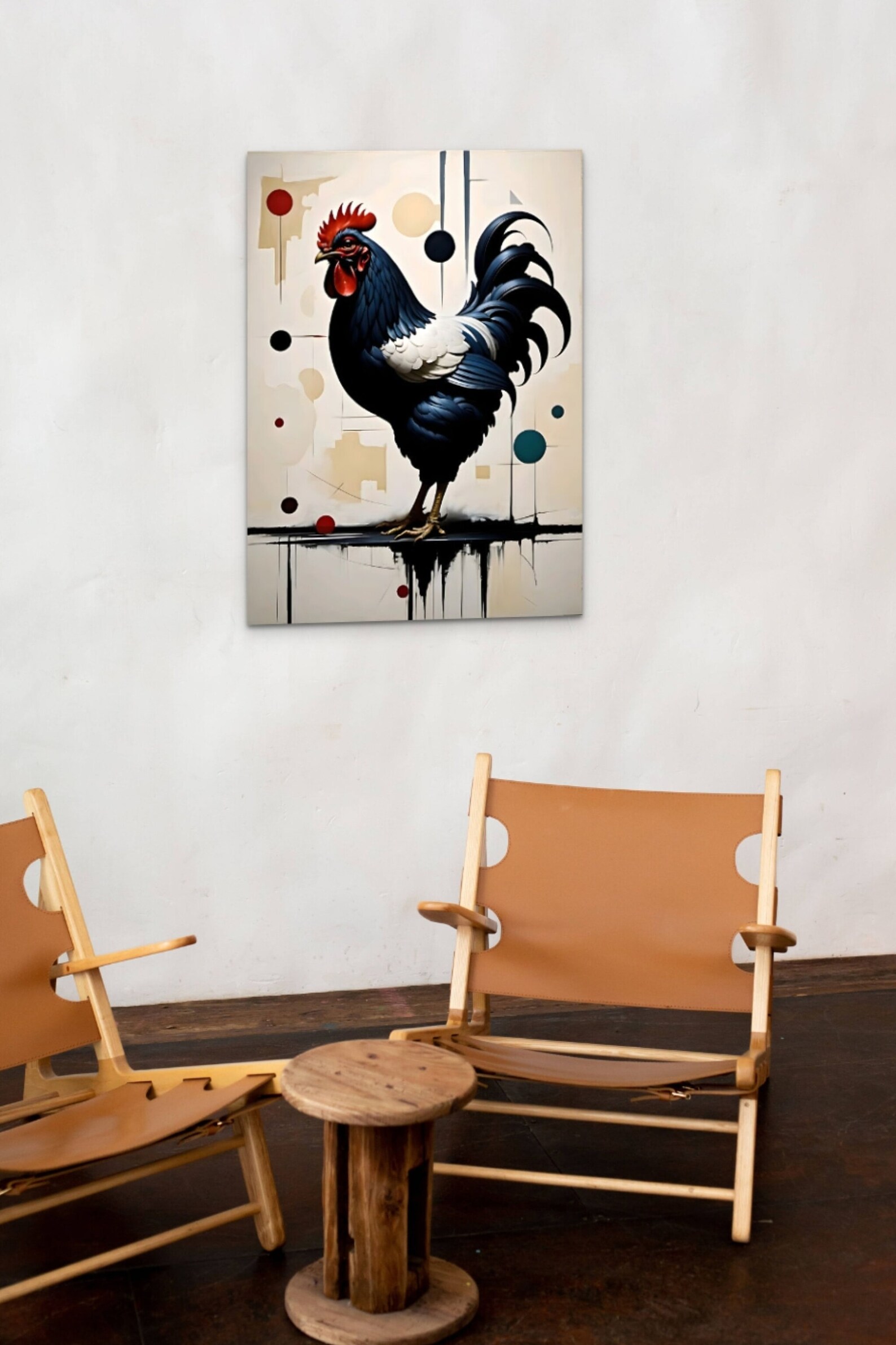 Stunning Rooster Canvas Wall Art, Colorful Rooster Painting, Unique ...