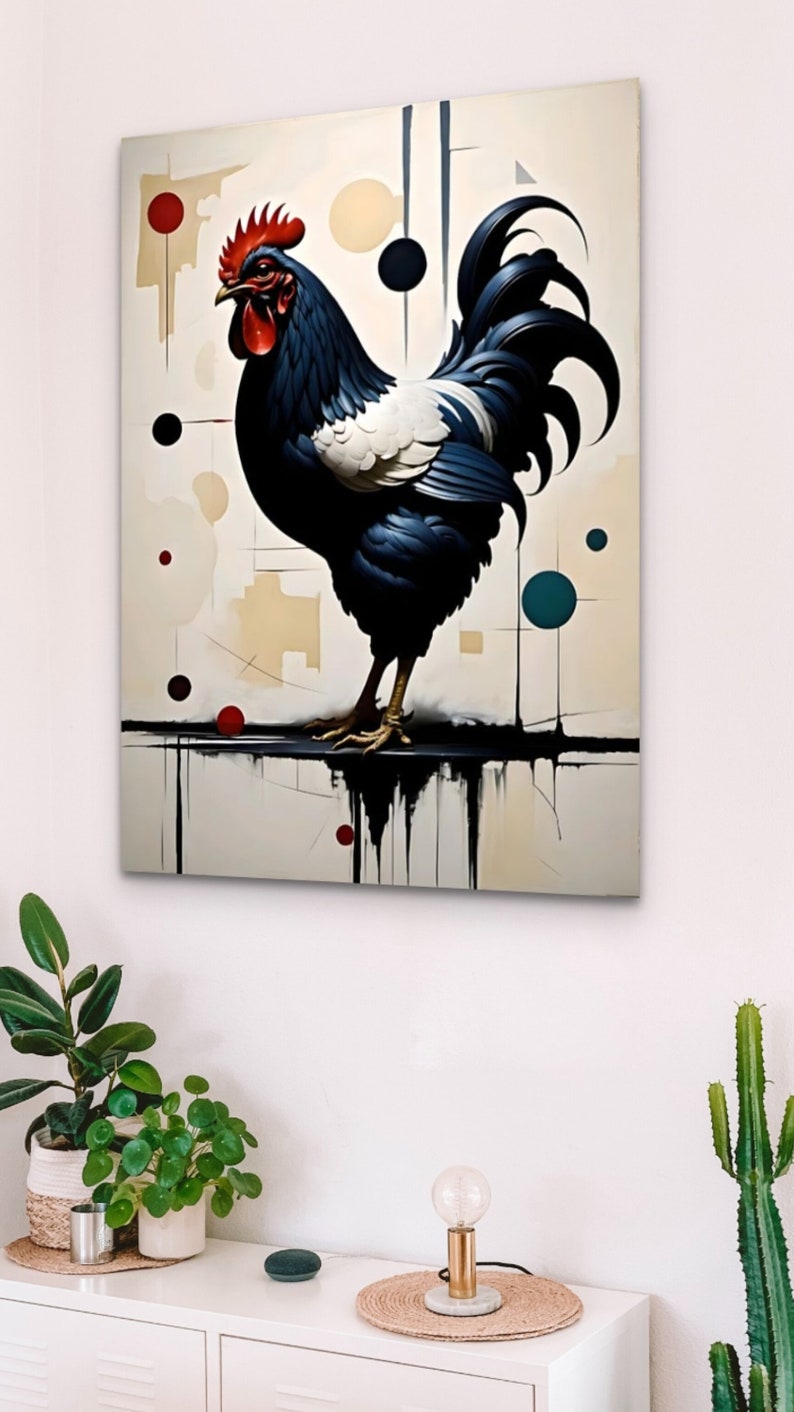 Stunning Rooster Canvas Wall Art, Colorful Rooster Painting, Unique ...