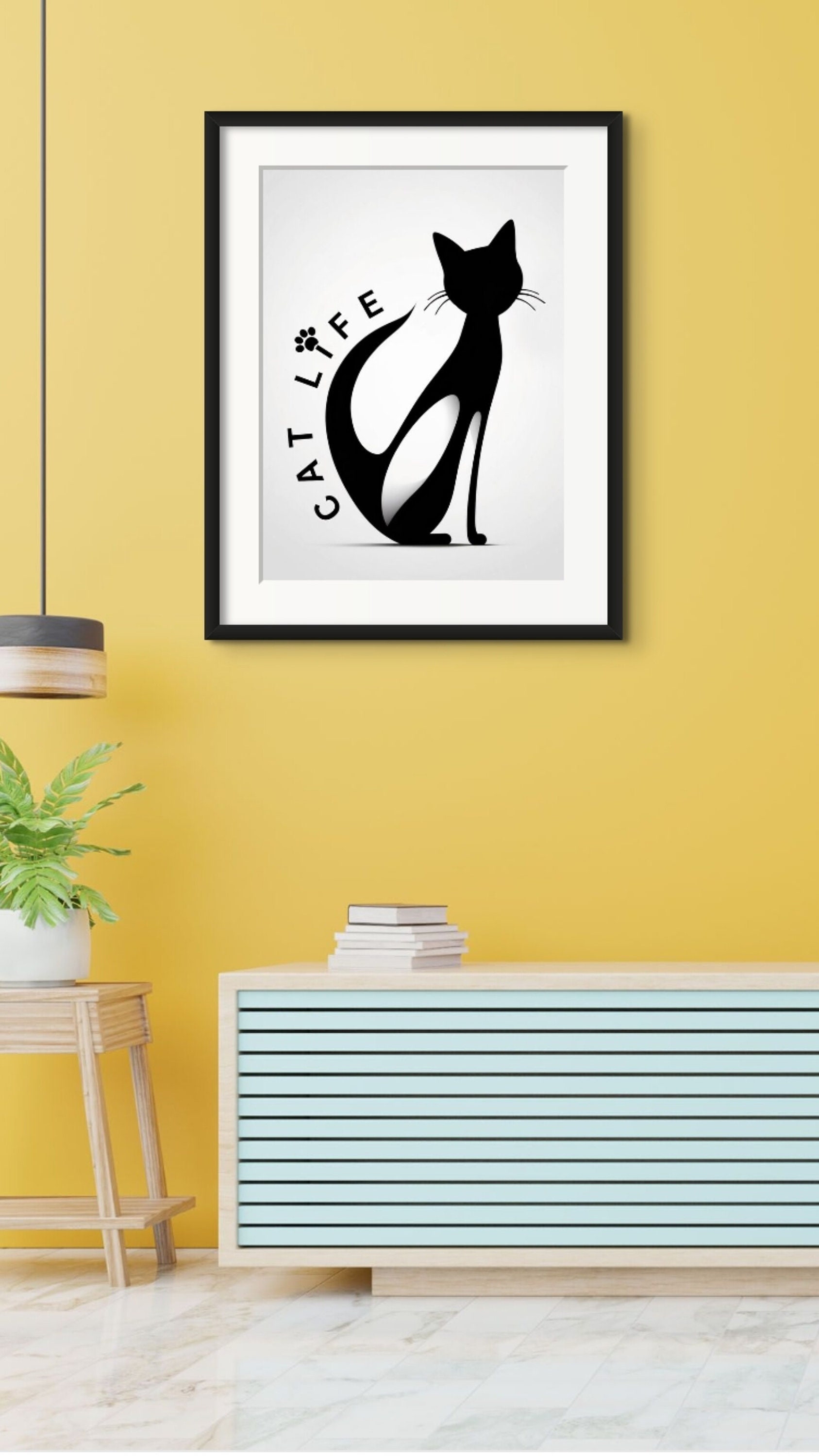 Majestic Black and White Cat Poster Art Print Abstract Art - Etsy