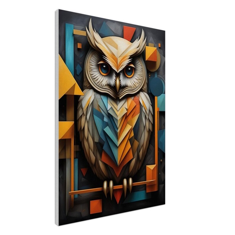 Abstract Owl Canvas Wall Art, Colorful Owl Painting, Unique Gift Idea ...
