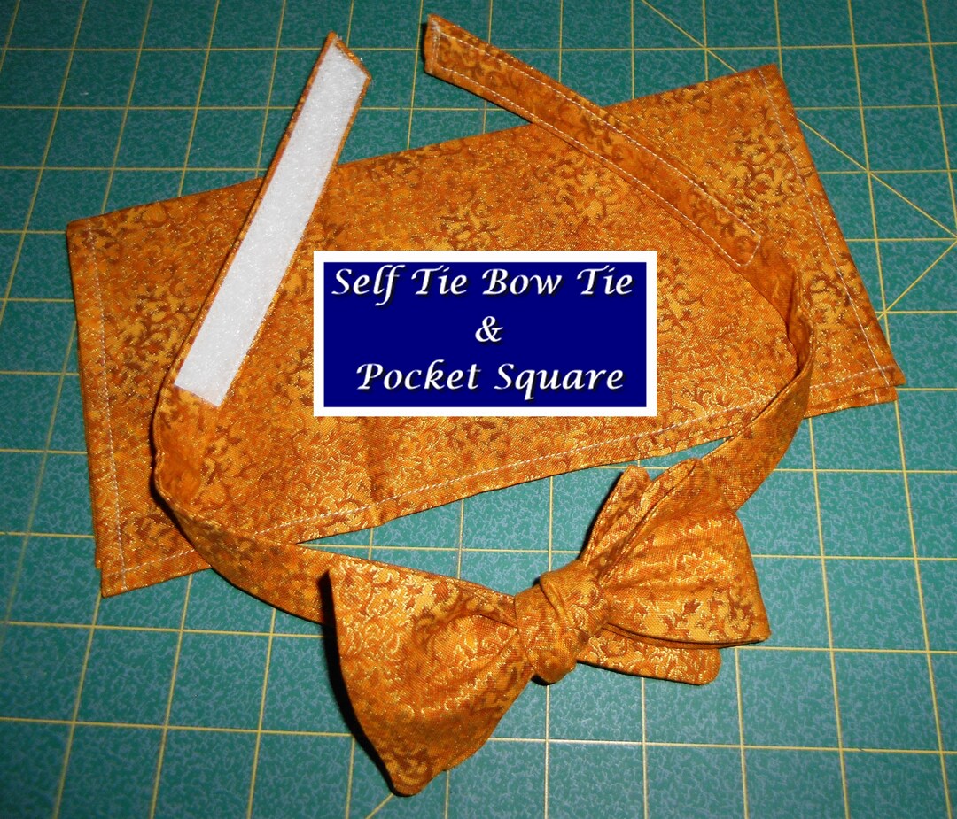 Harvest Gold/metallic Elegant Mini Scroll Self Tie Bow Tie & Pocket ...