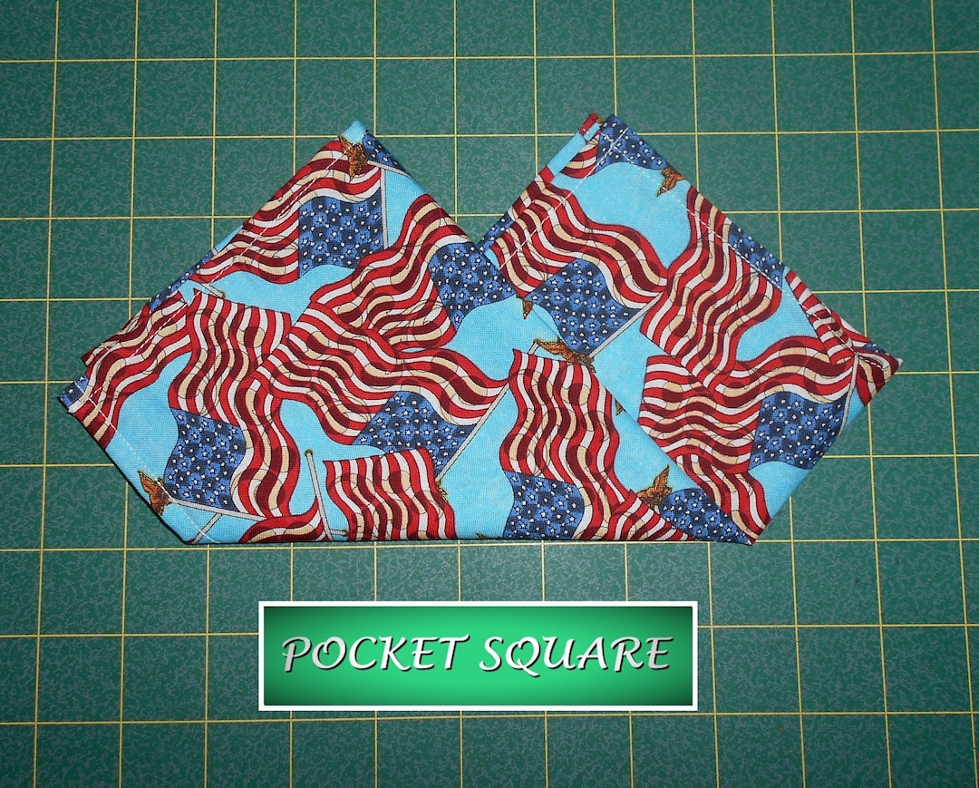Flags on Sky Blue Pocket Square/hanky/handkerchief/cotton/red White ...